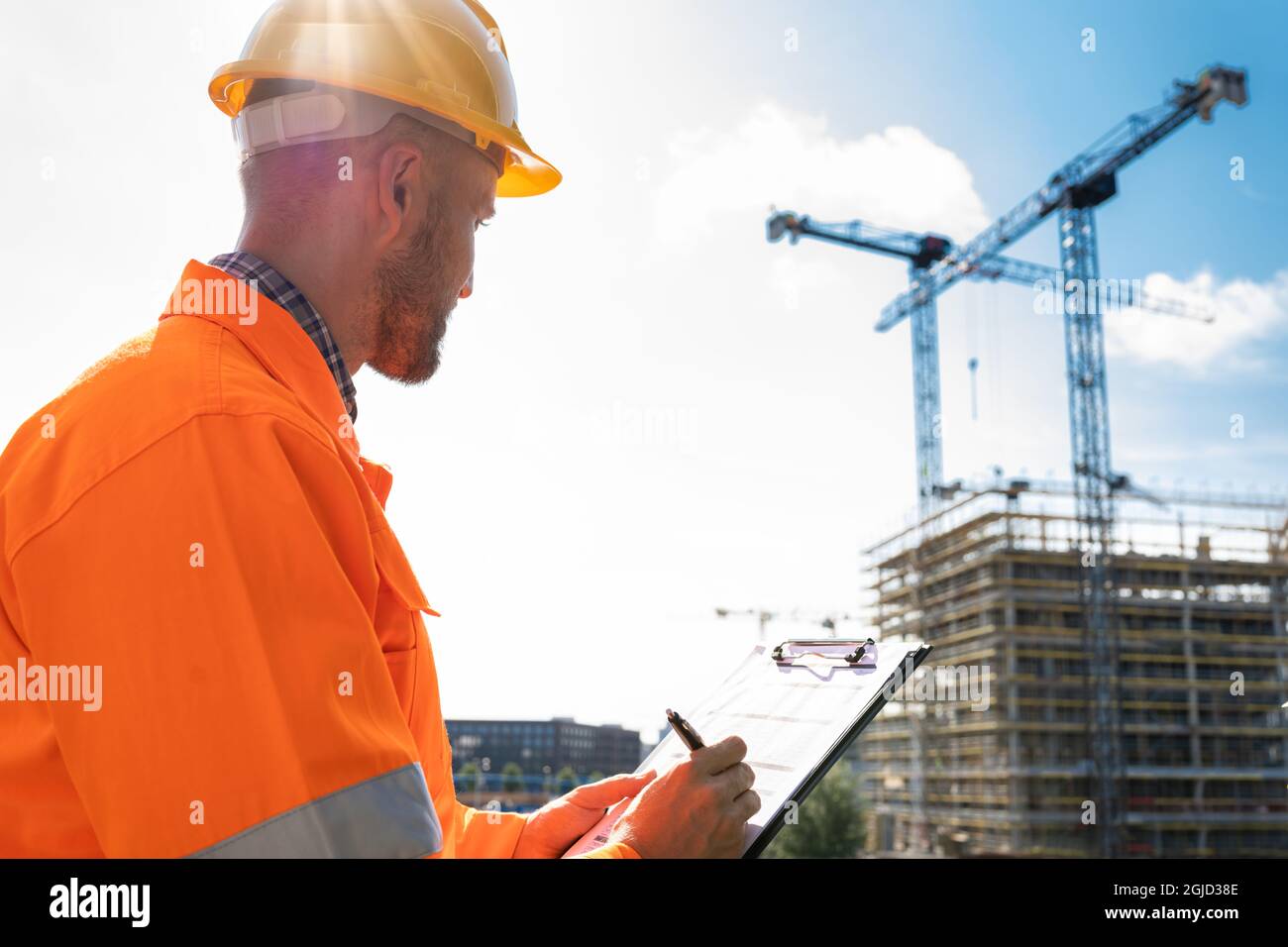 OSHA Inspection Worker At Construction Site. Building Safety Stock ...