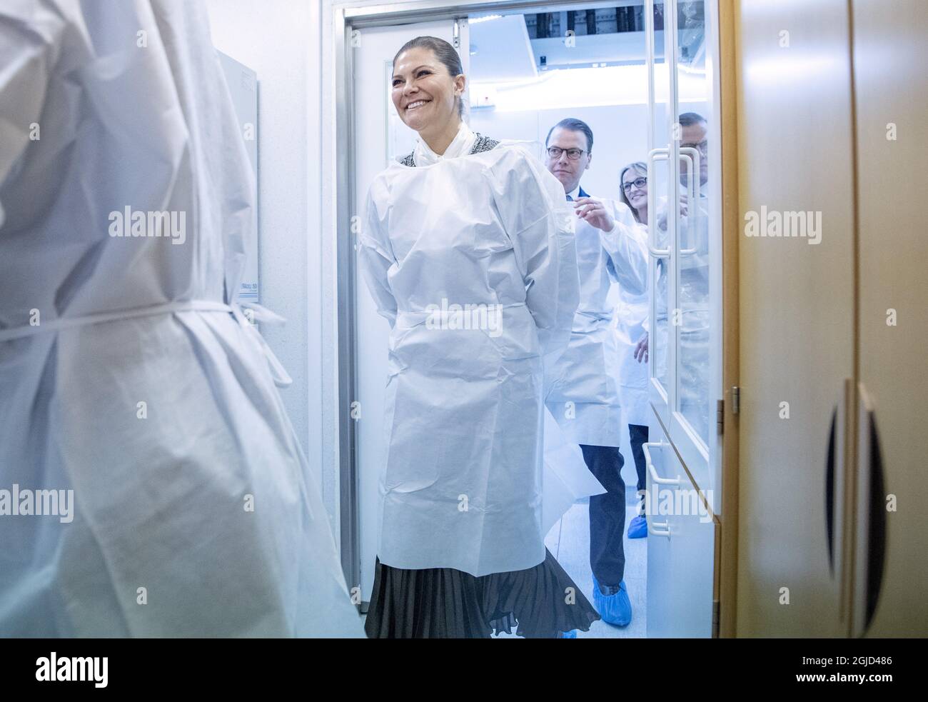 Crown Princess Victoria and Prince Daniel in a medical lab during their ...