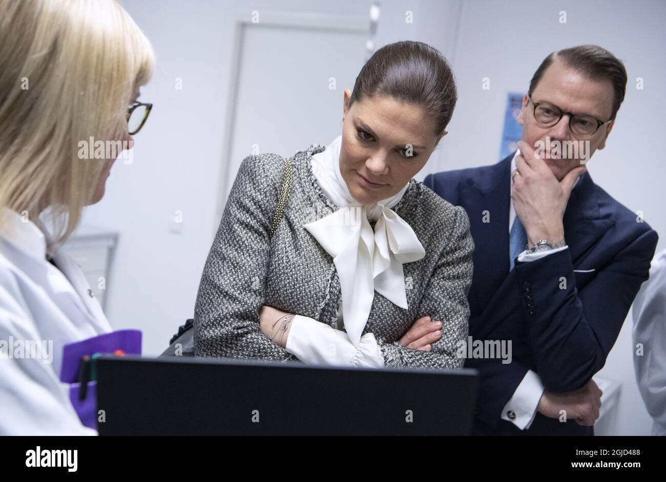 Crown Princess Victoria and Prince Daniel in a medical lab during their ...