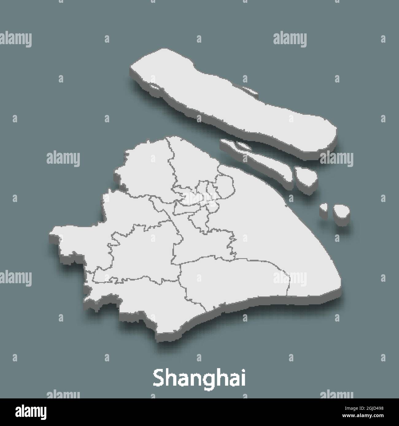 3d isometric map of Shanghai is a city of China, vector illustration ...