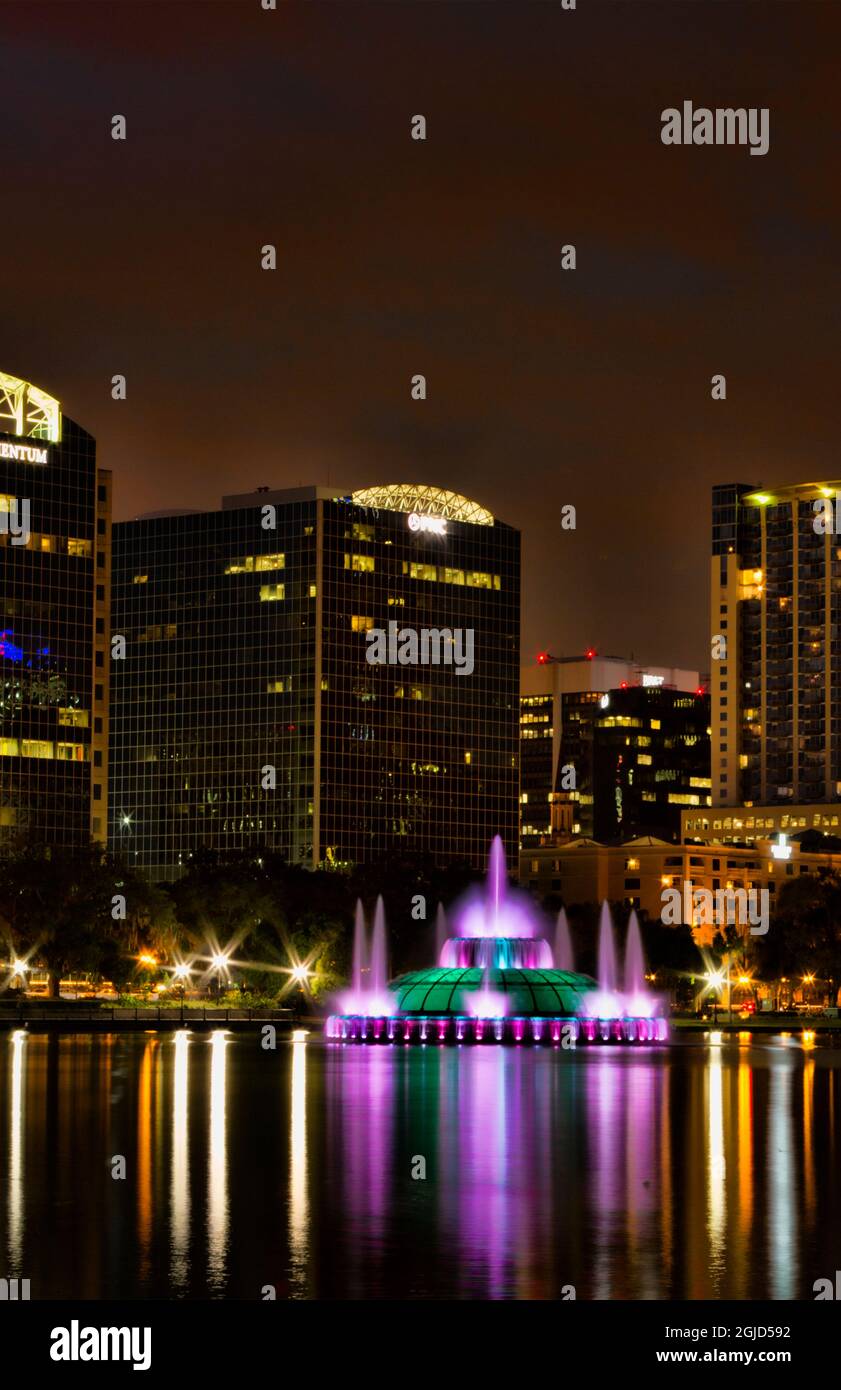 Downtown Lake Eola at night, Orlando, Florida Stock Photo - Alamy