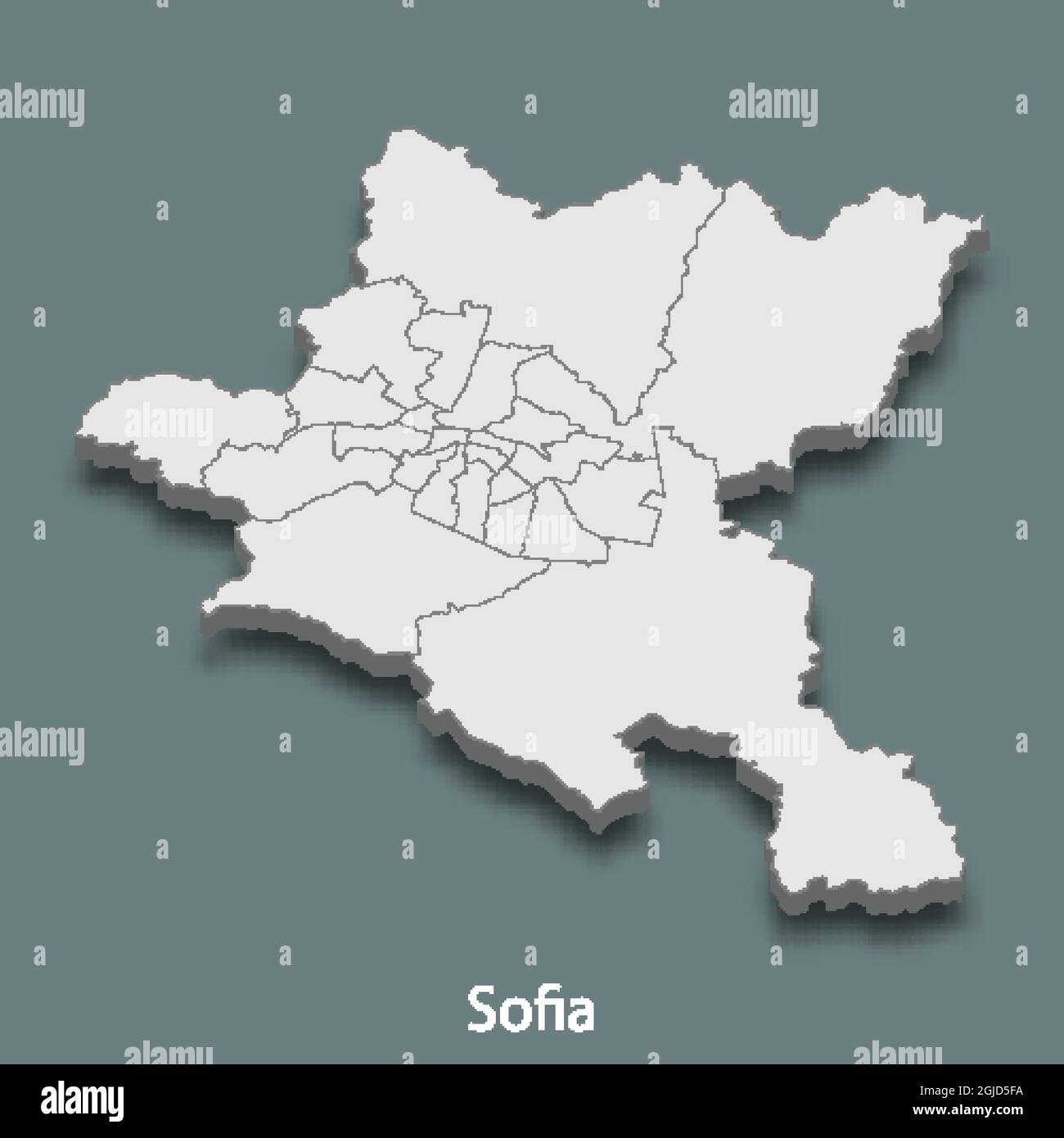 3d isometric map of Sofia is a city of Bulgaria, vector illustration ...