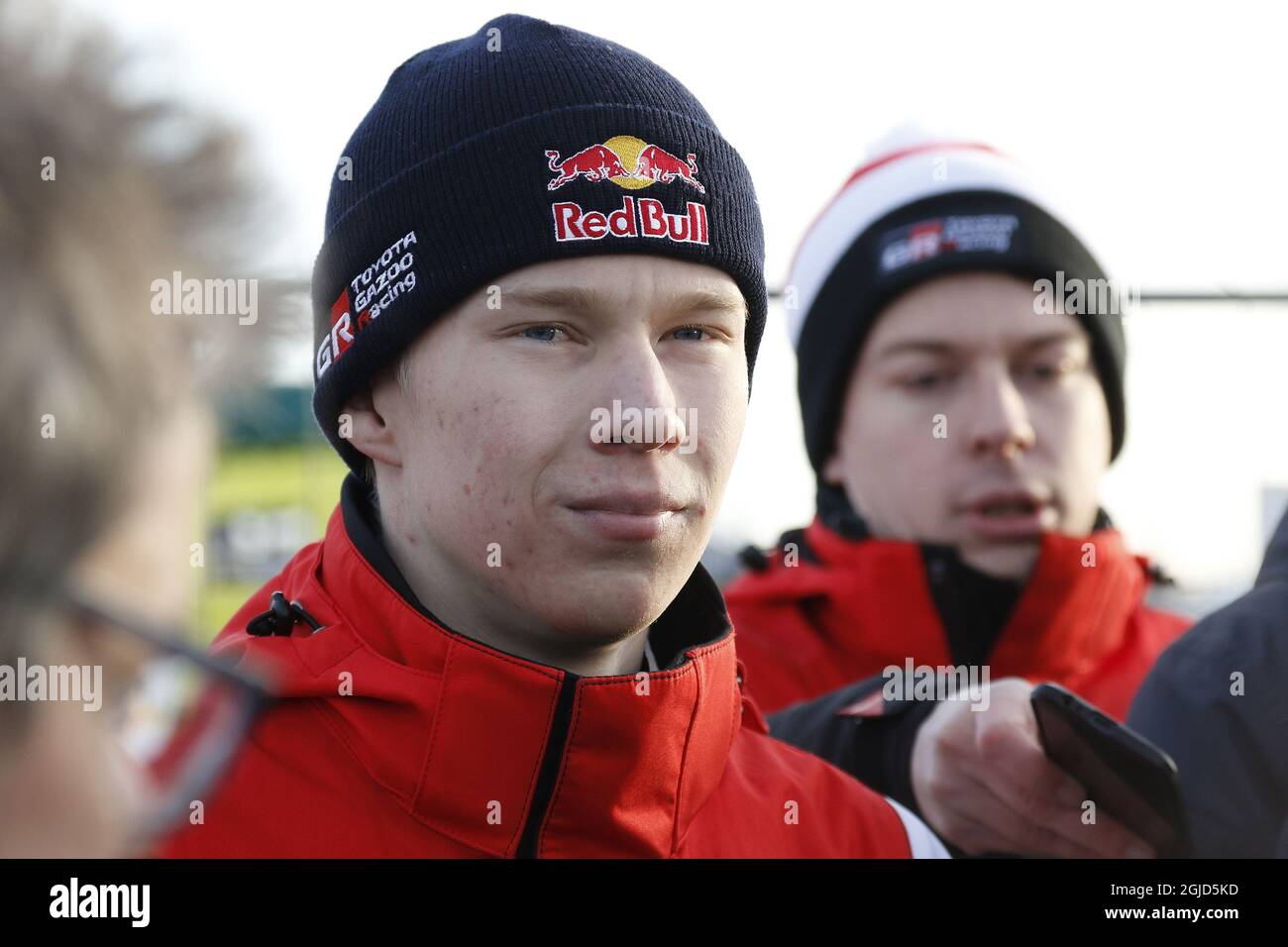 Kalle Rovanpera of Finland Toyota Yaris WRC at the goal on stage three ...