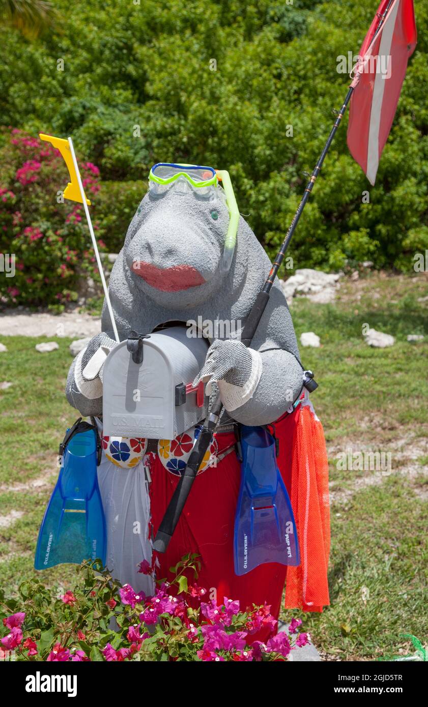 Cute tropical manatee mailbox in the Florida Keys Stock Photo - Alamy