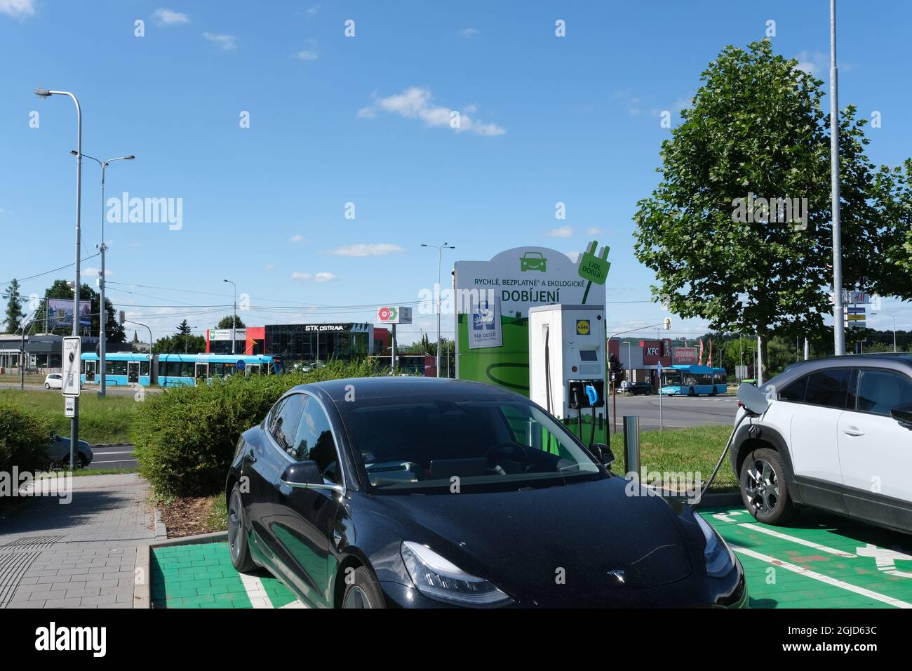 Ostrava, Czech Republic - July 10, 2021: A static shot of a solid black ...