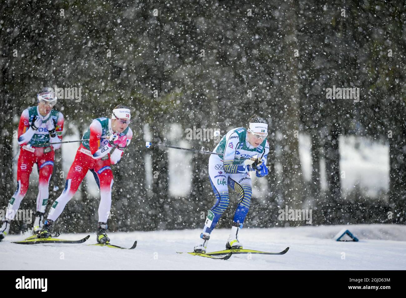 Sweden's Ebba Andersson (R) followed by Norway's Astrid Uhrenholdt ...