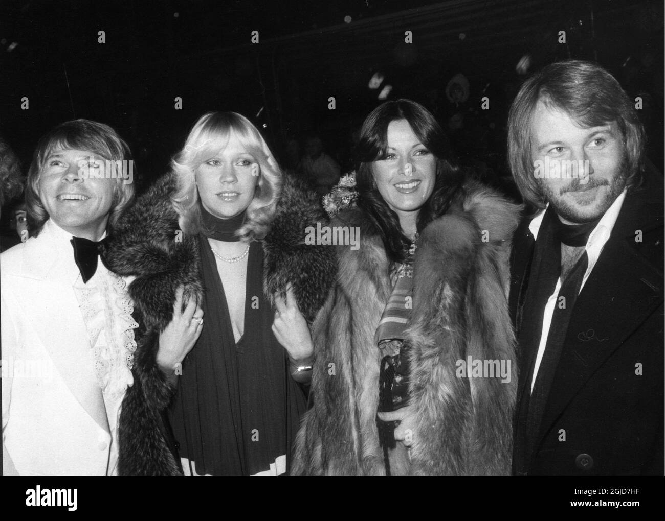 Swedish pop group ABBA at the premiere of the film 'ABBA the movie'. From left Bjorn Ulvaeus ...