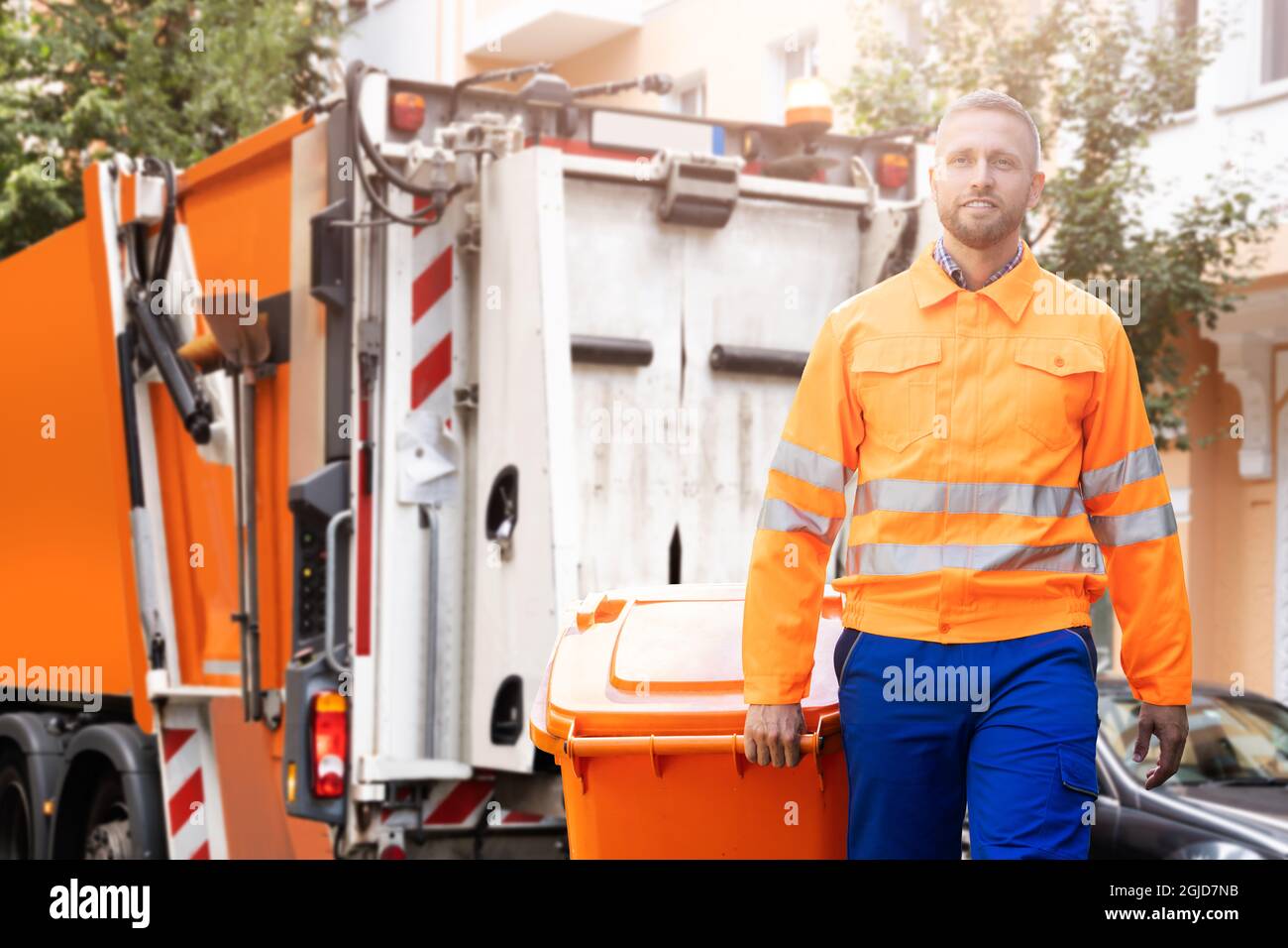 Happy garbage collectors hi-res stock photography and images - Alamy