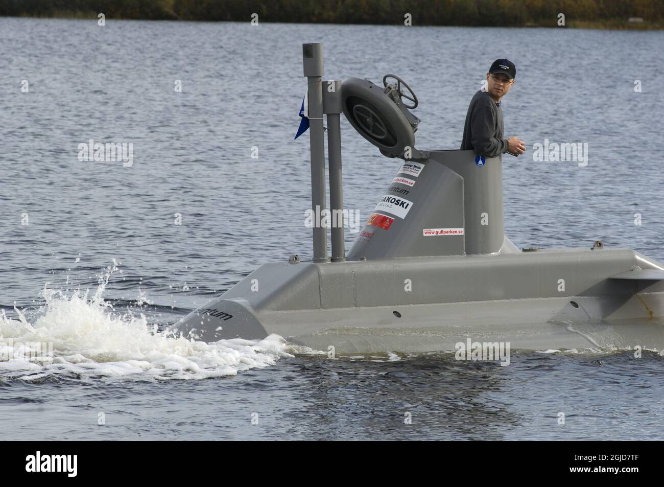 Eric Westerberg beside his submarine in the waters outside the city of ...