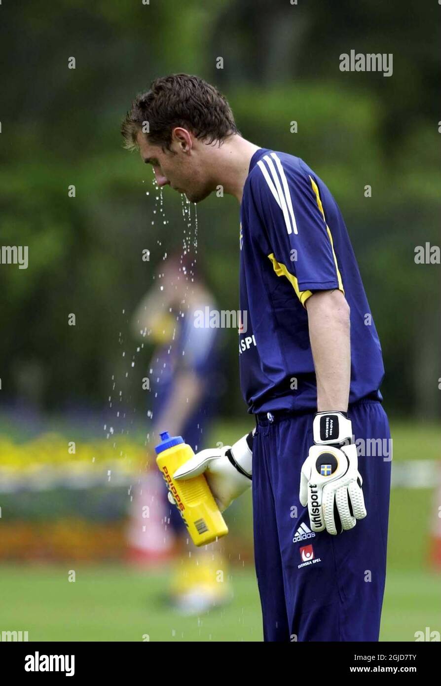 Sweden's Goalkeeper Andreas Isaksson keeps cool at the National Swedish ...