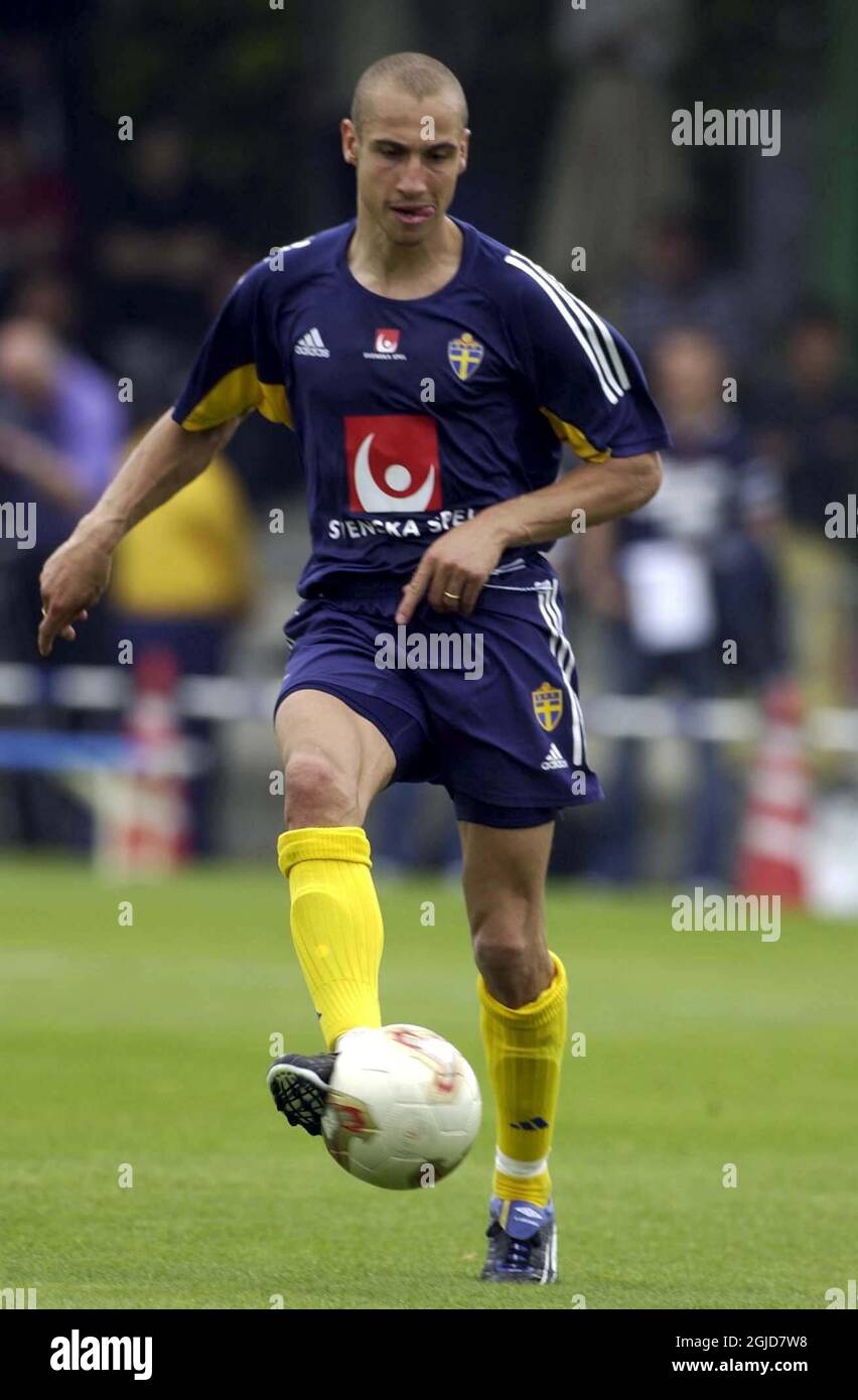 Sweden's Henrik Larsson at the National Swedish soccer team's first ...