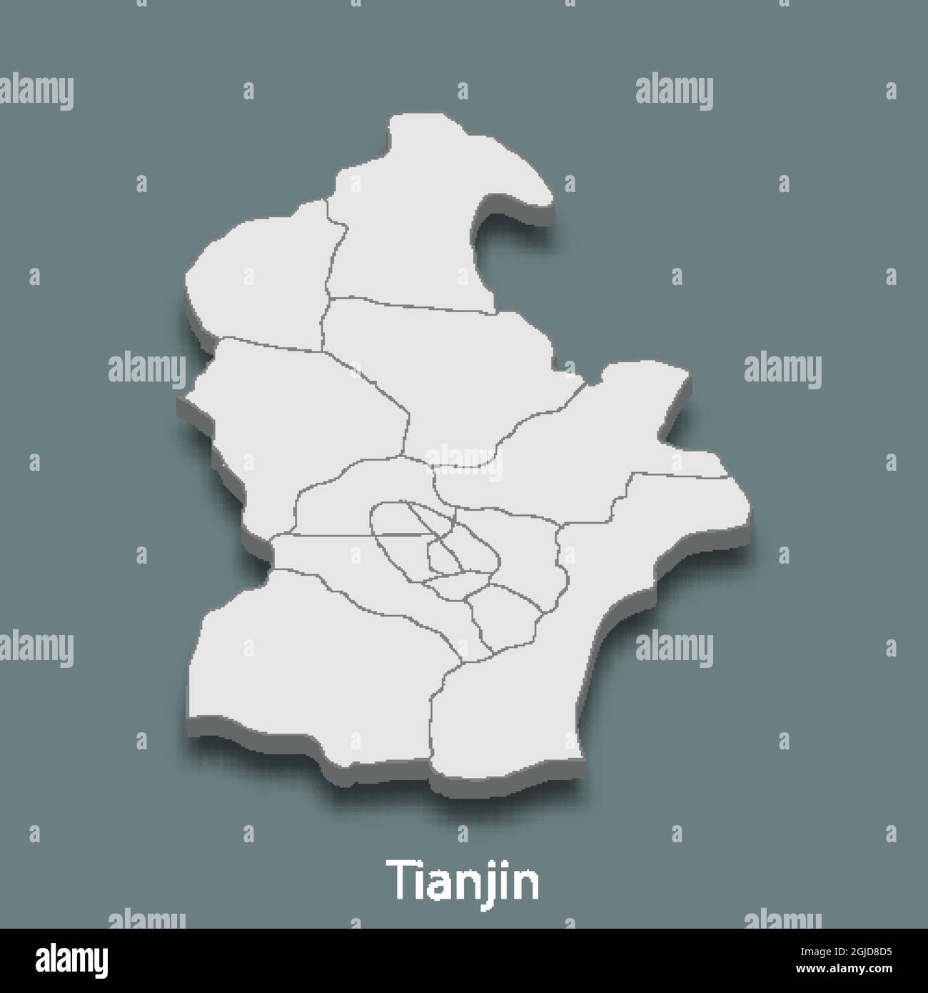 3d isometric map of Tianjin is a city of China, vector illustration ...