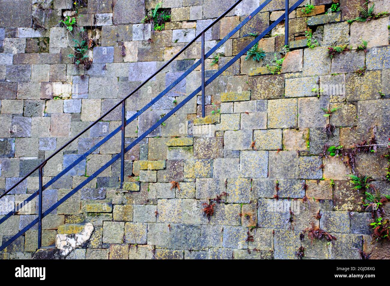 USA, Georgia, Savannah. Old stone steps along River Street Stock Photo ...
