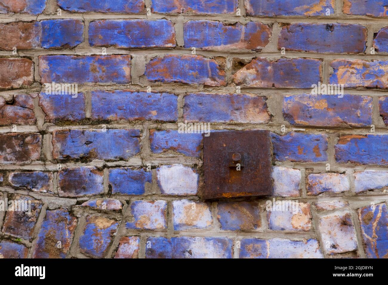 USA, Georgia, Savannah. Earthquake rod reinforcing brick wall in ...