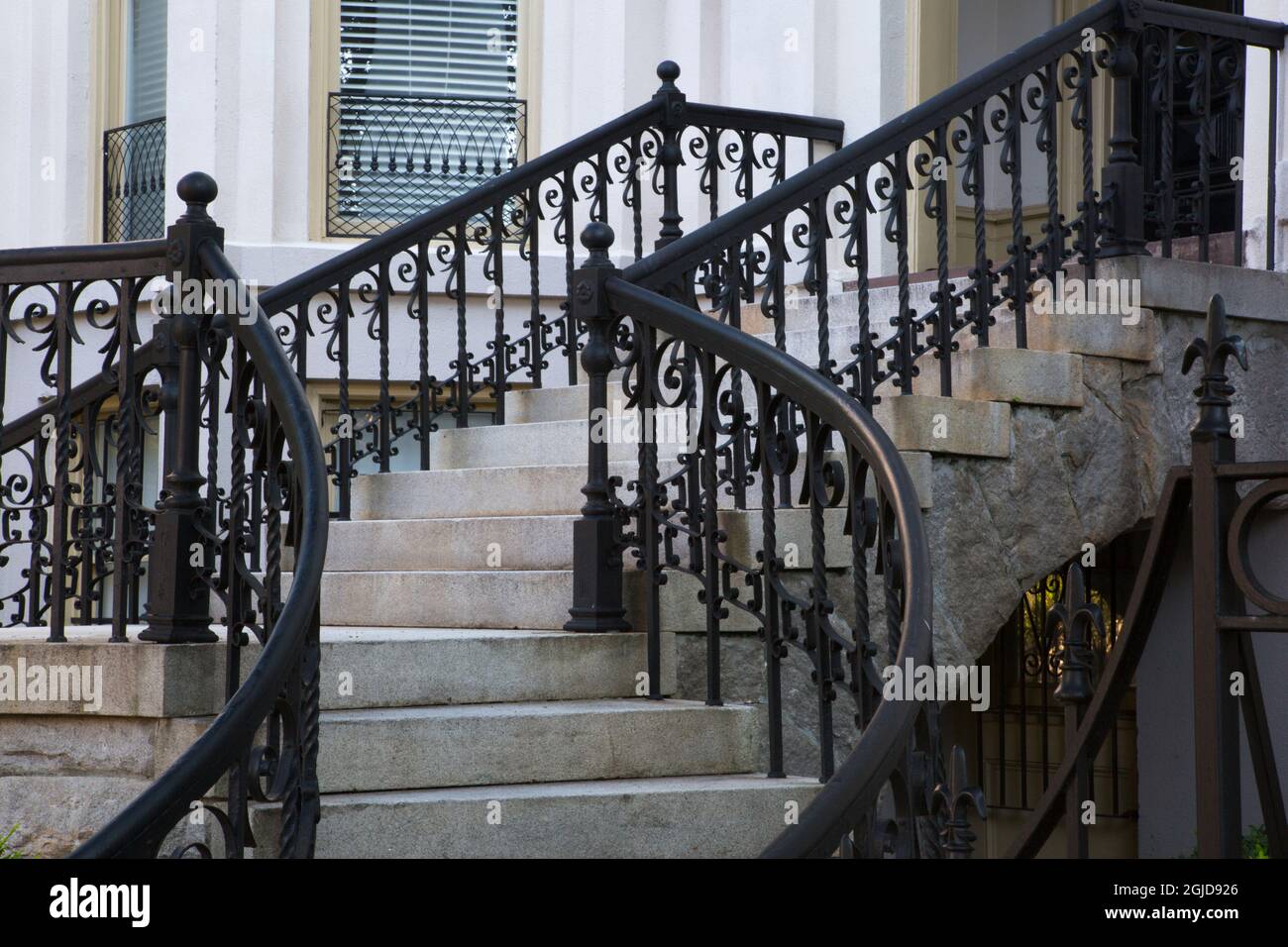 USA, Georgia, Savannah. Decorative railing in Historic District Stock ...