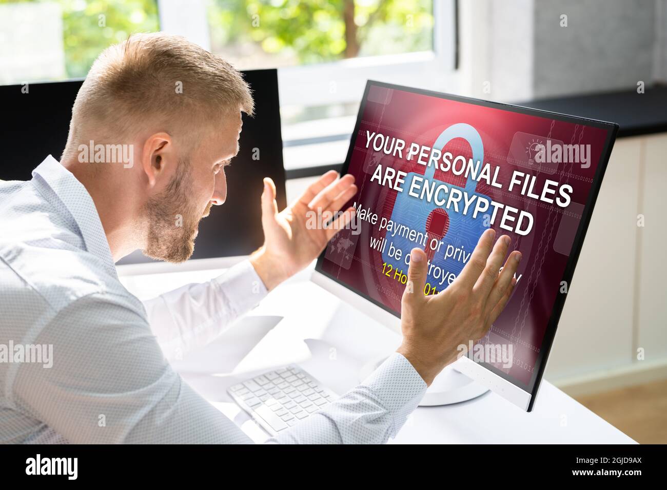 Ransomware Malware Attack. Hacked Business Computer. Cyber Security ...