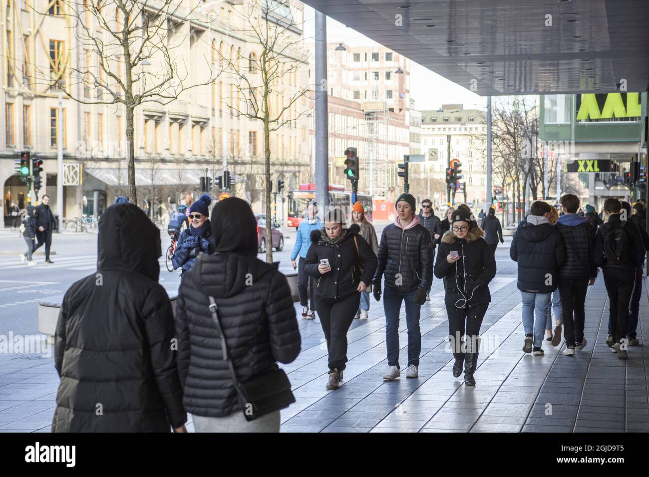 People strolling in Stockholm City on Saturday, April 04, 2020. Photo ...