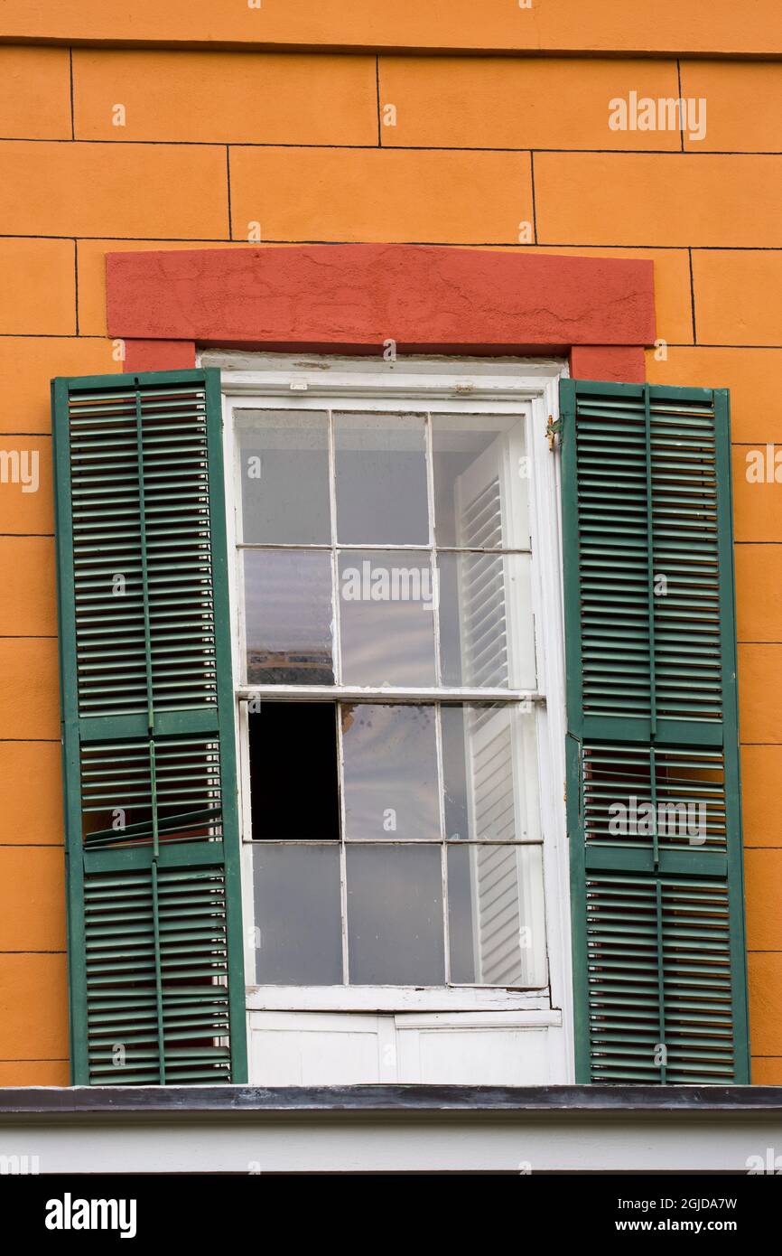 USA, Georgia, Savannah. Window of Old Sorrel Weed House in historic ...