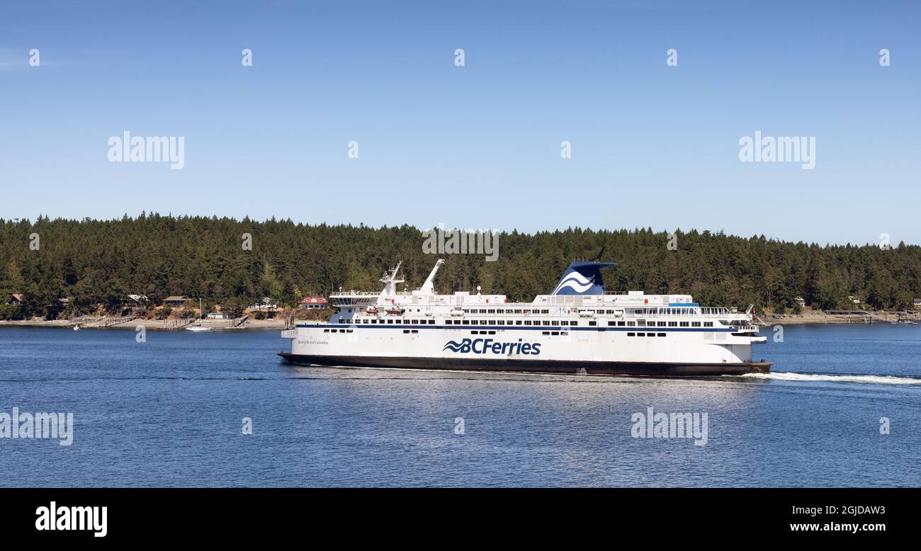 BC Ferries Boat Leaving the Terminal in Swartz Bay Stock Photo - Alamy