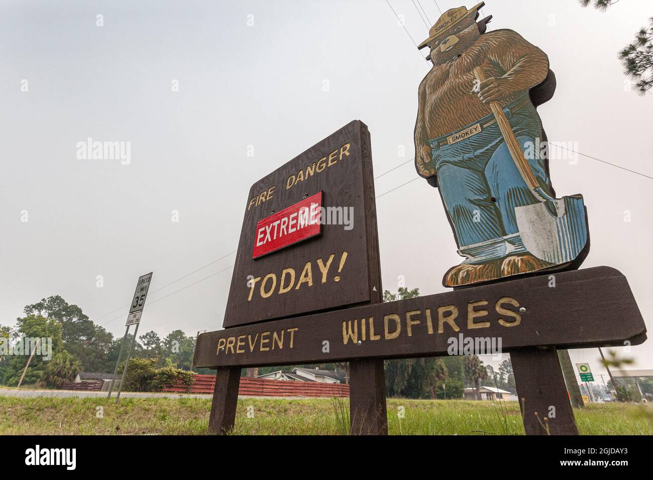 Fire danger sign Stock Photo - Alamy