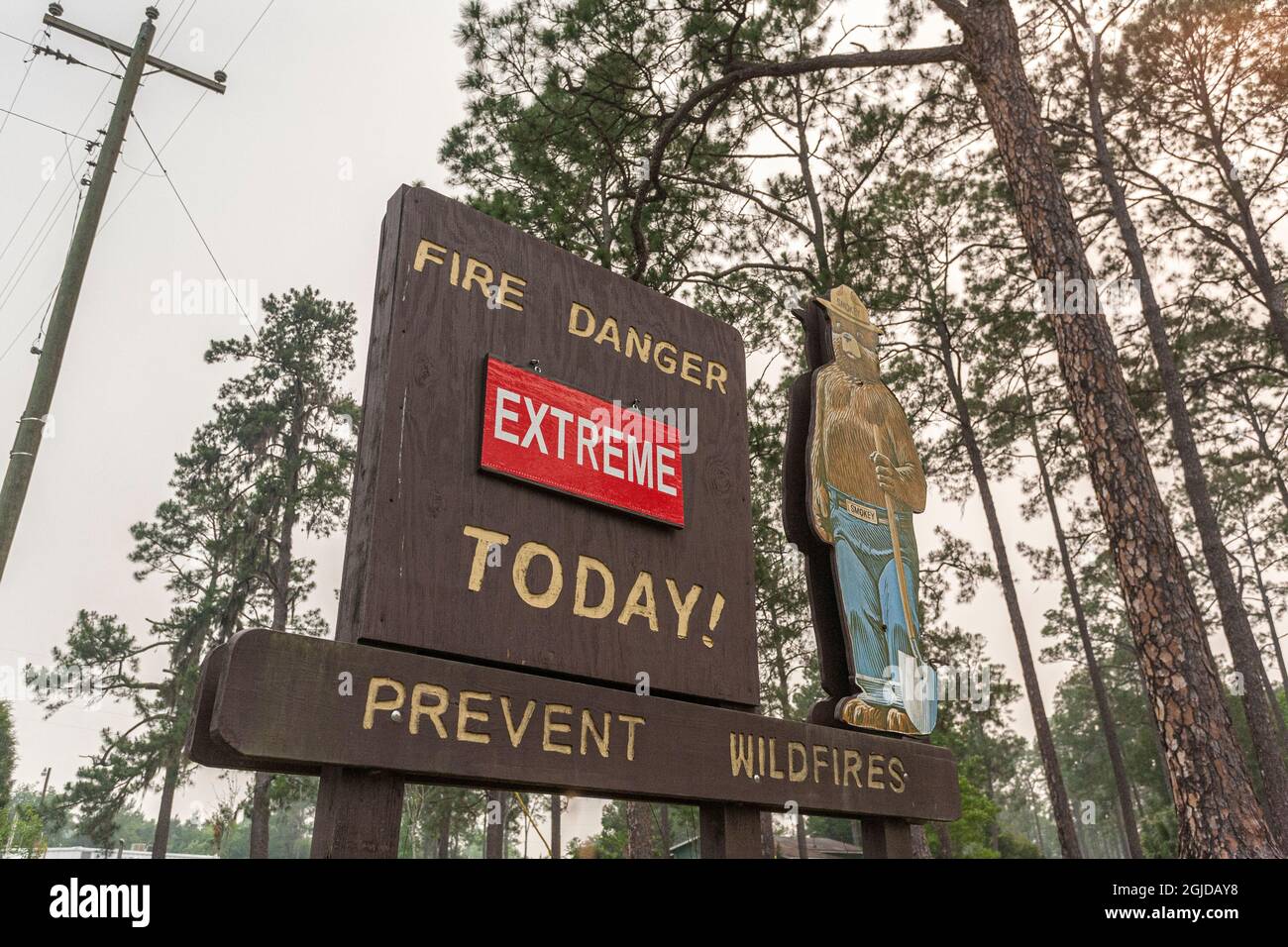 Fire danger sign Stock Photo - Alamy