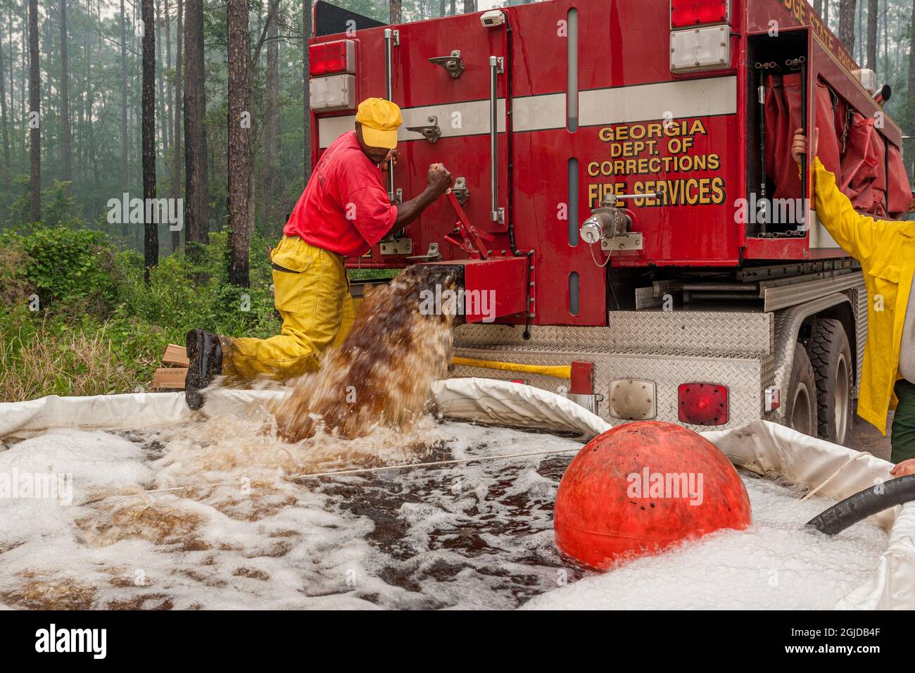 Water is cached to use for putting out approaching forest fire Stock ...