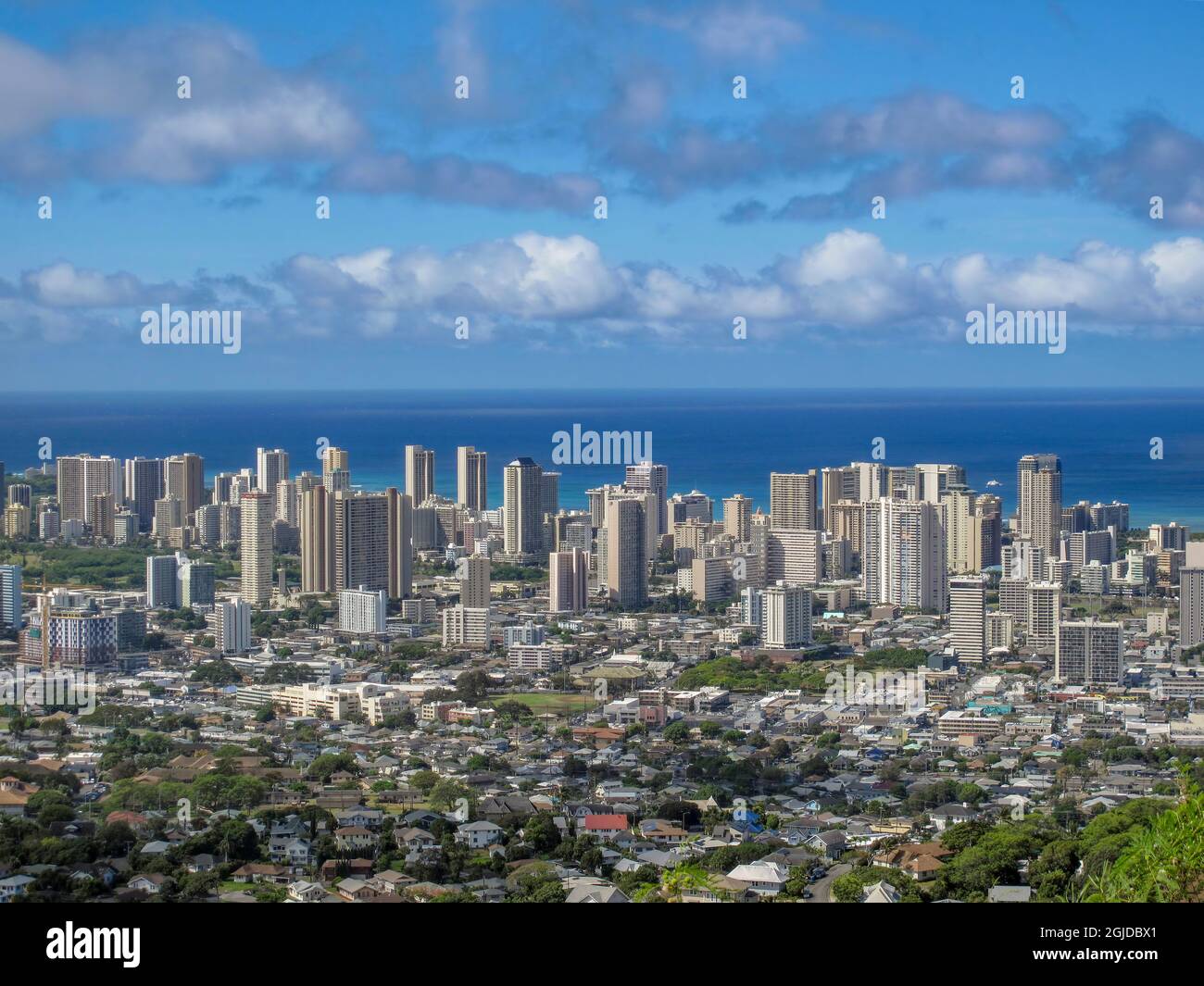 Elevated view of downtown Honolulu, Hawaii Stock Photo - Alamy