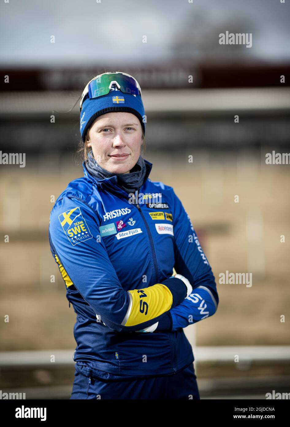 Sweden's Elvira Oberg at the shooting range during a training session ...