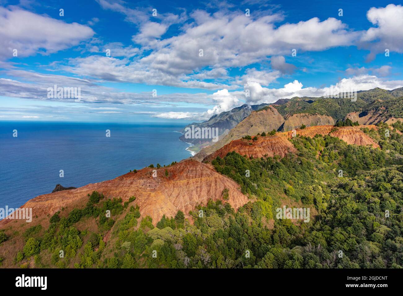 Aerial view of the Napali Coastline in Kauai, Hawaii, USA Stock Photo ...