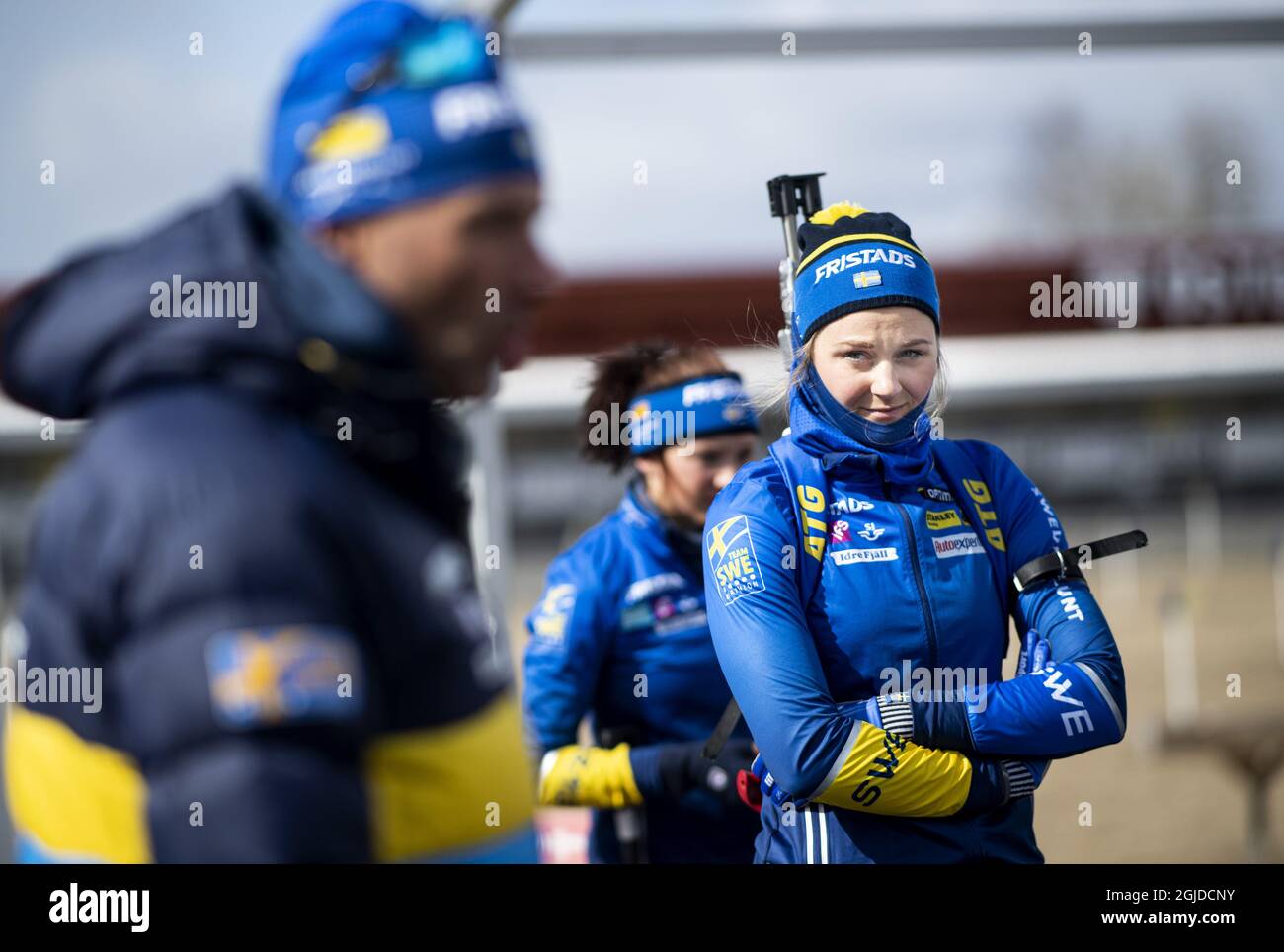 Sweden's Stina Nilsson and Linn Persson at the shooting range during a ...
