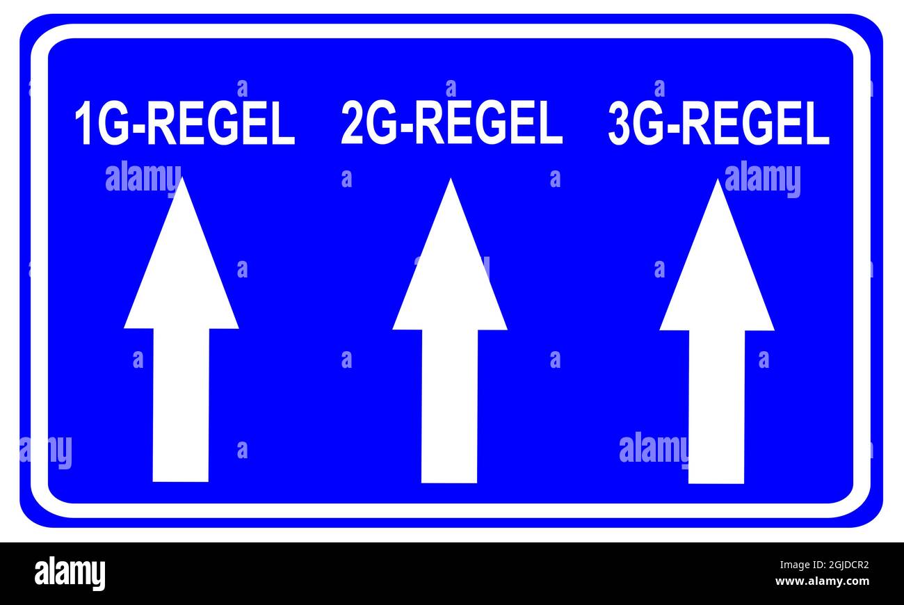 Corona 1G-Rule 2G-Rule 3G-Rule and blue sign Stock Photo - Alamy