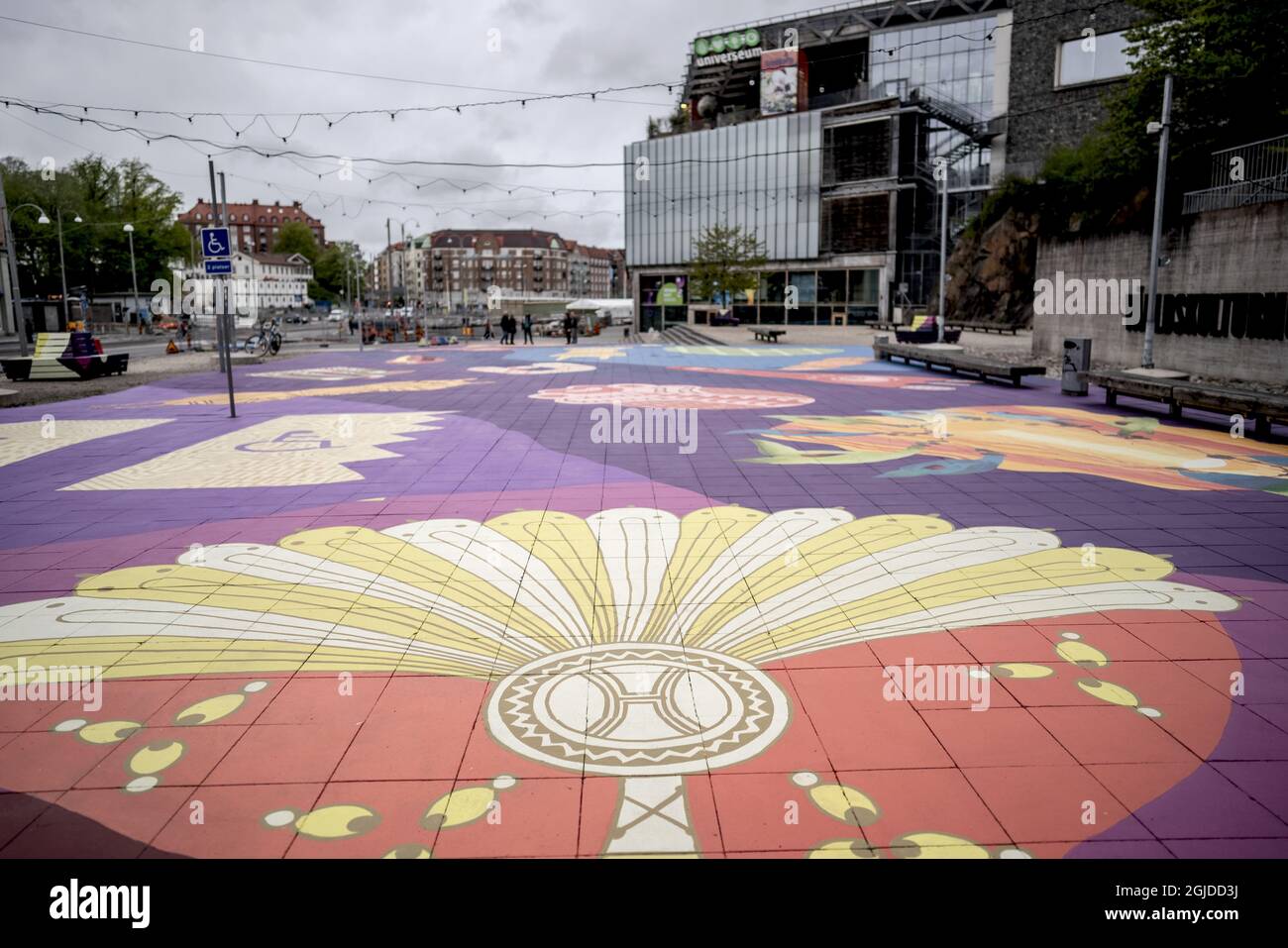 Inauguration of a gigantic work of art painted directly on the ground ...