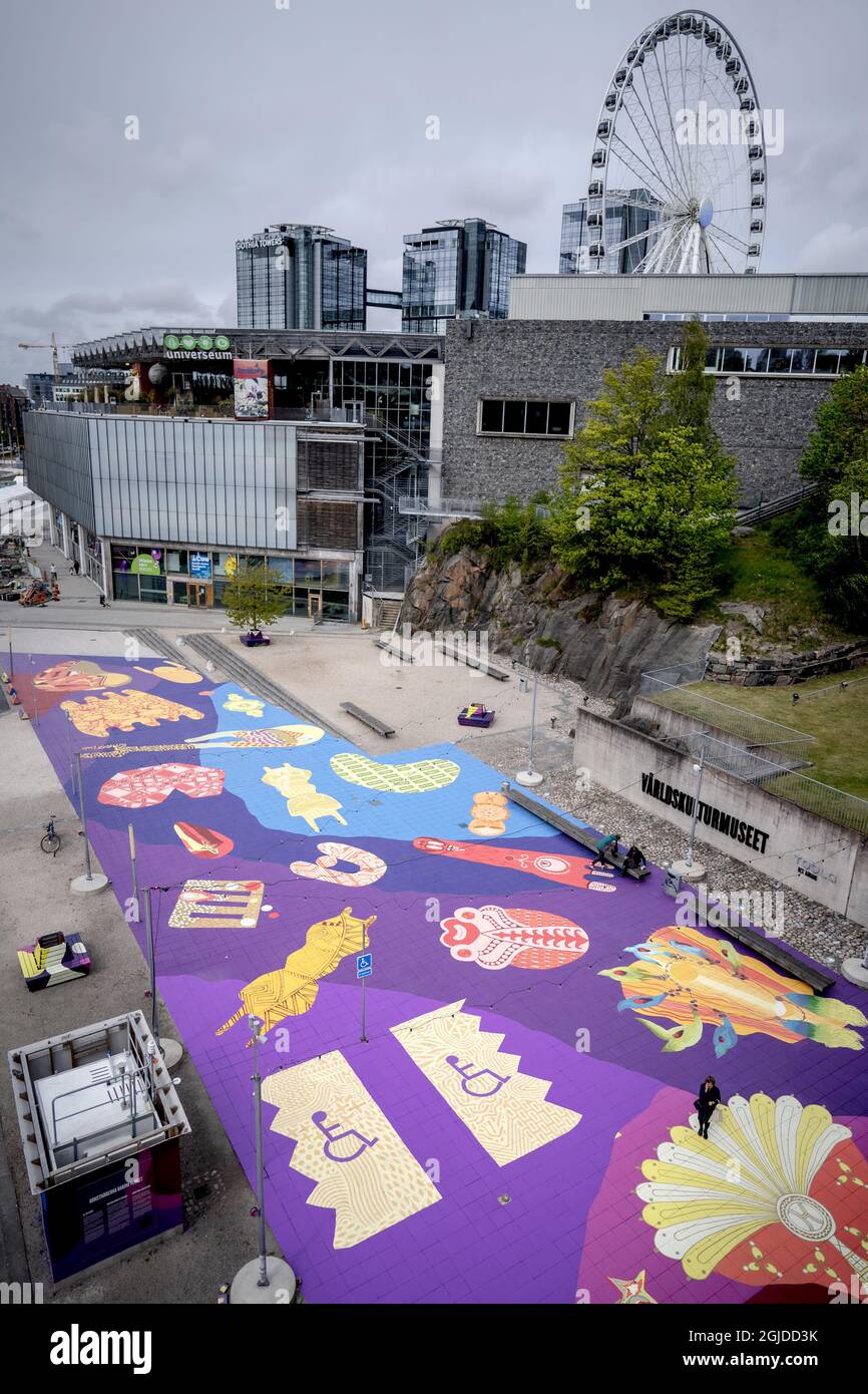 Inauguration of a gigantic work of art painted directly on the ground ...