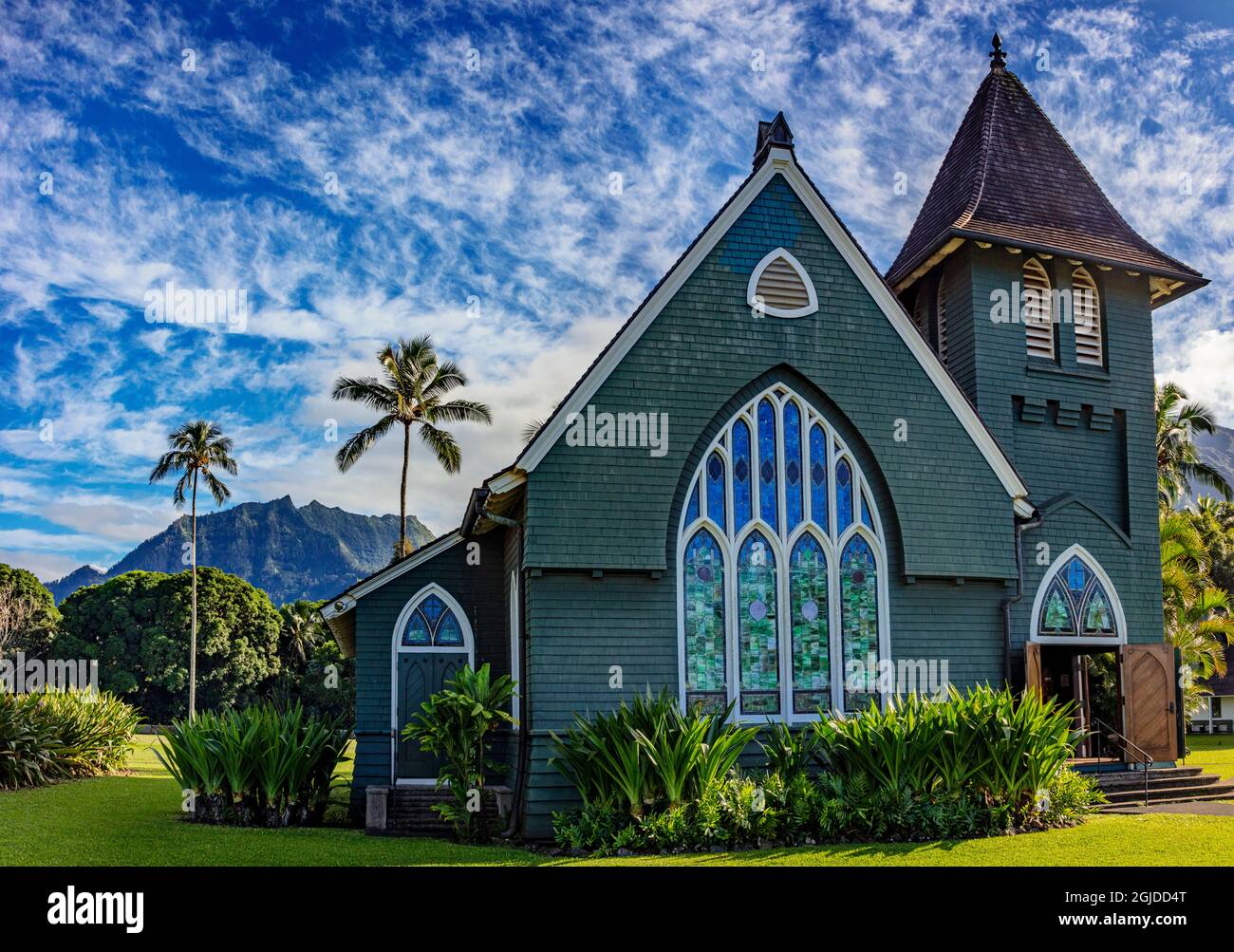Historic Waioli Huiia Church in Hanalei in Kauai, Hawaii, USA Stock ...