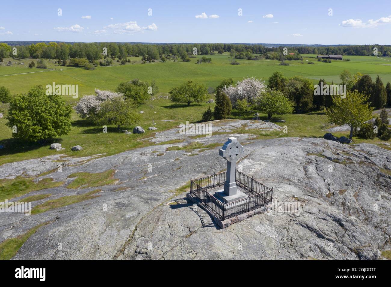 The Ansgar Cross. Birka, on the island of Bjorko in Lake Malaren, is ...