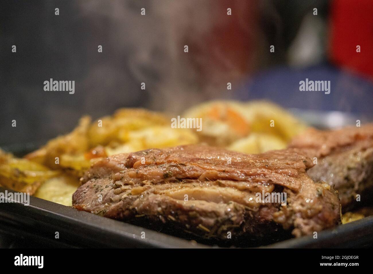 Closeup shot of a hot meal with blurred background Stock Photo - Alamy