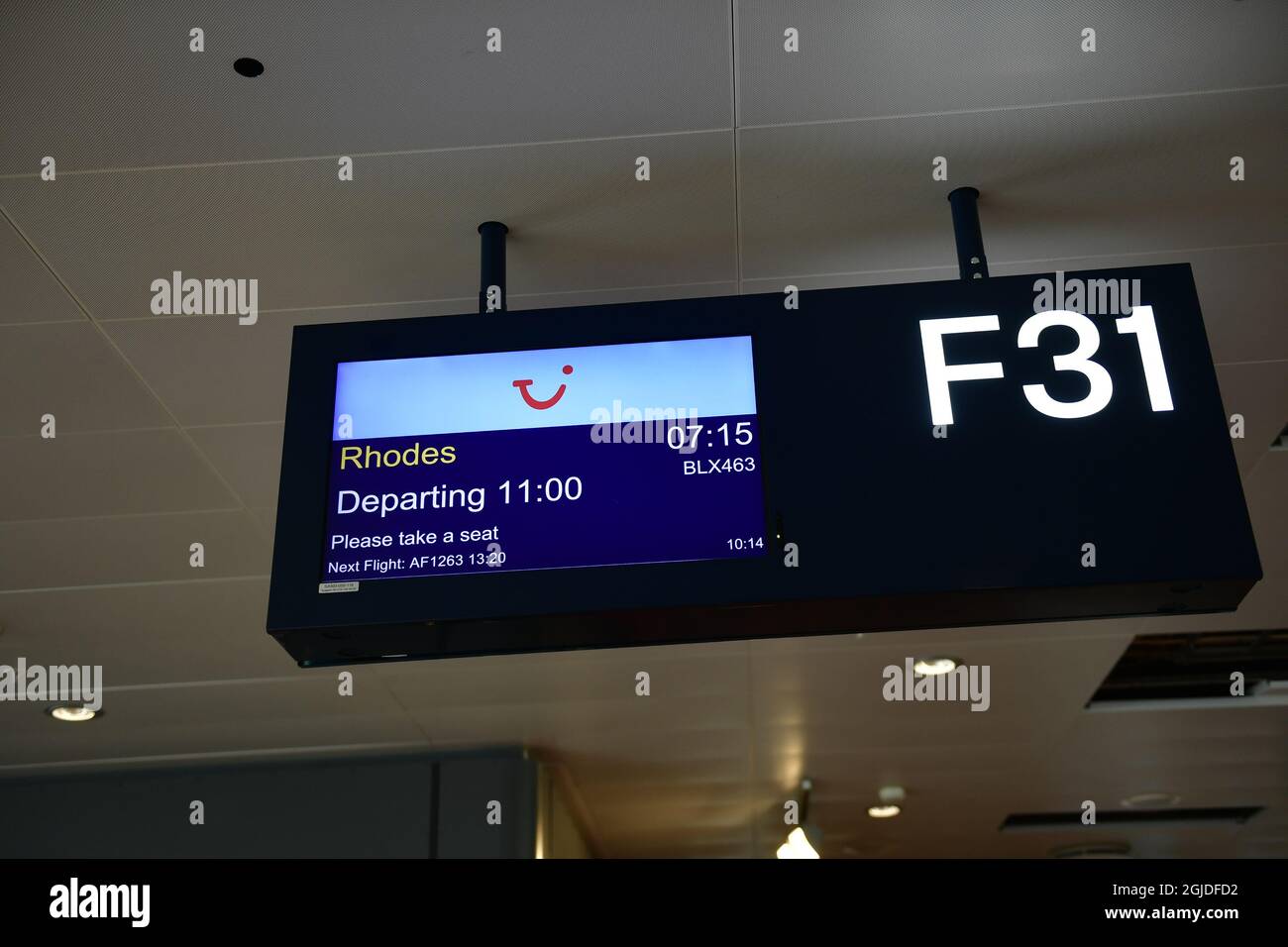 Departure sign at Arlanda airport, Stockholm, Sweden on July 02, 2020 ...