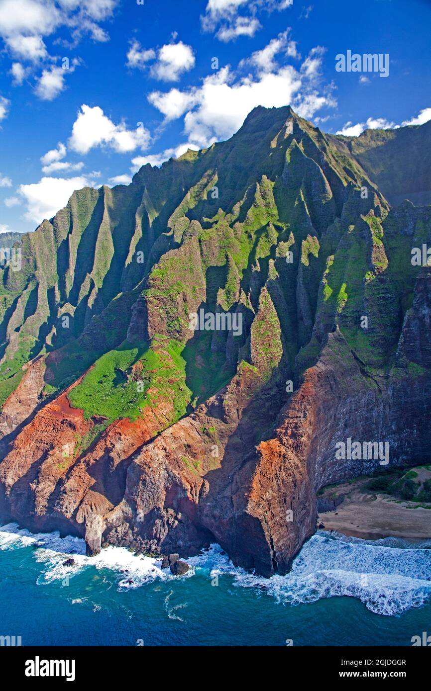 USA, Hawaii, Kauai, Na Pali coast line viewed from the air Stock Photo ...