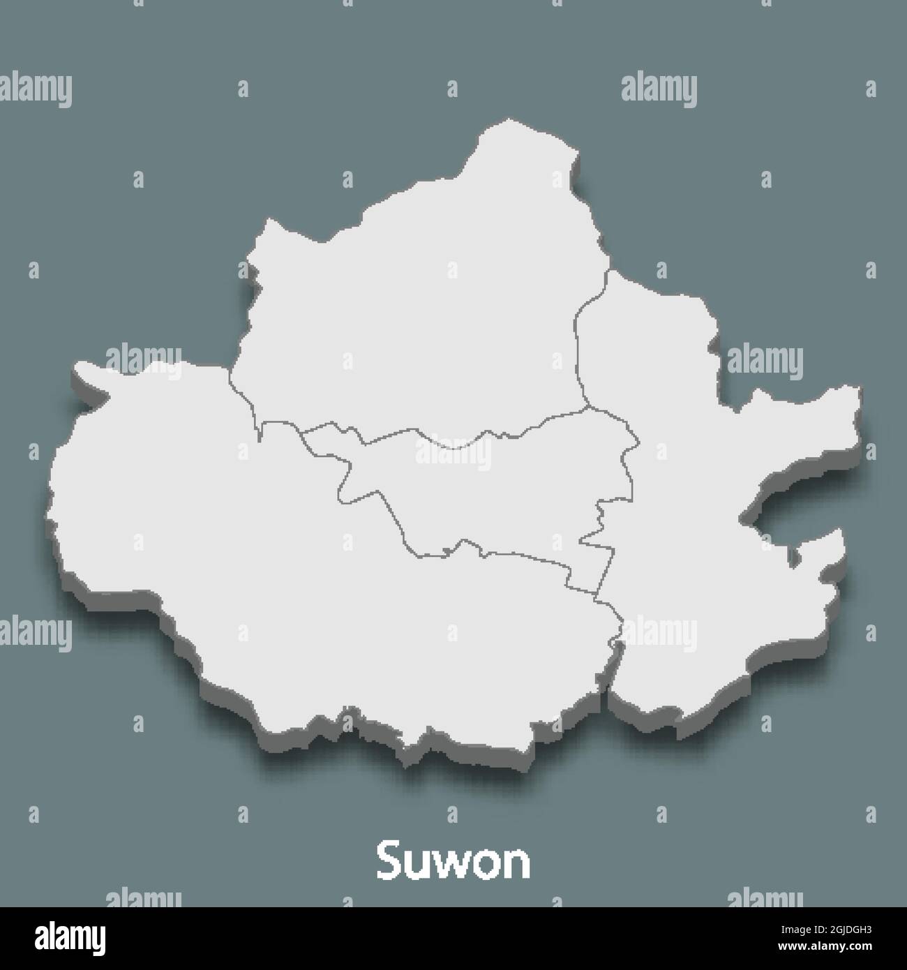 3d isometric map of Suwon is a city of Korea, vector illustration Stock ...