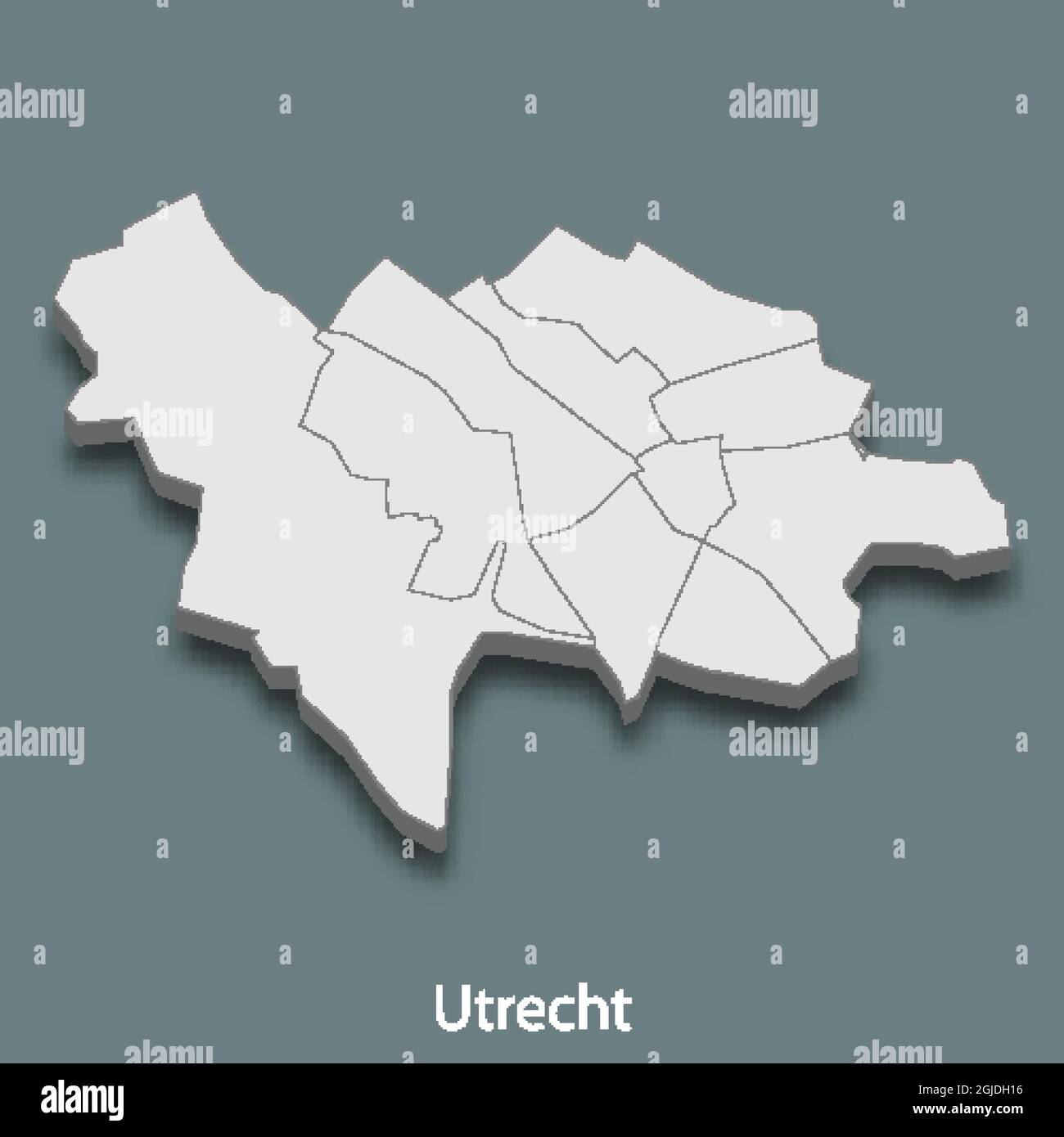 3d isometric map of Utrecht is a city of Netherlands, vector ...
