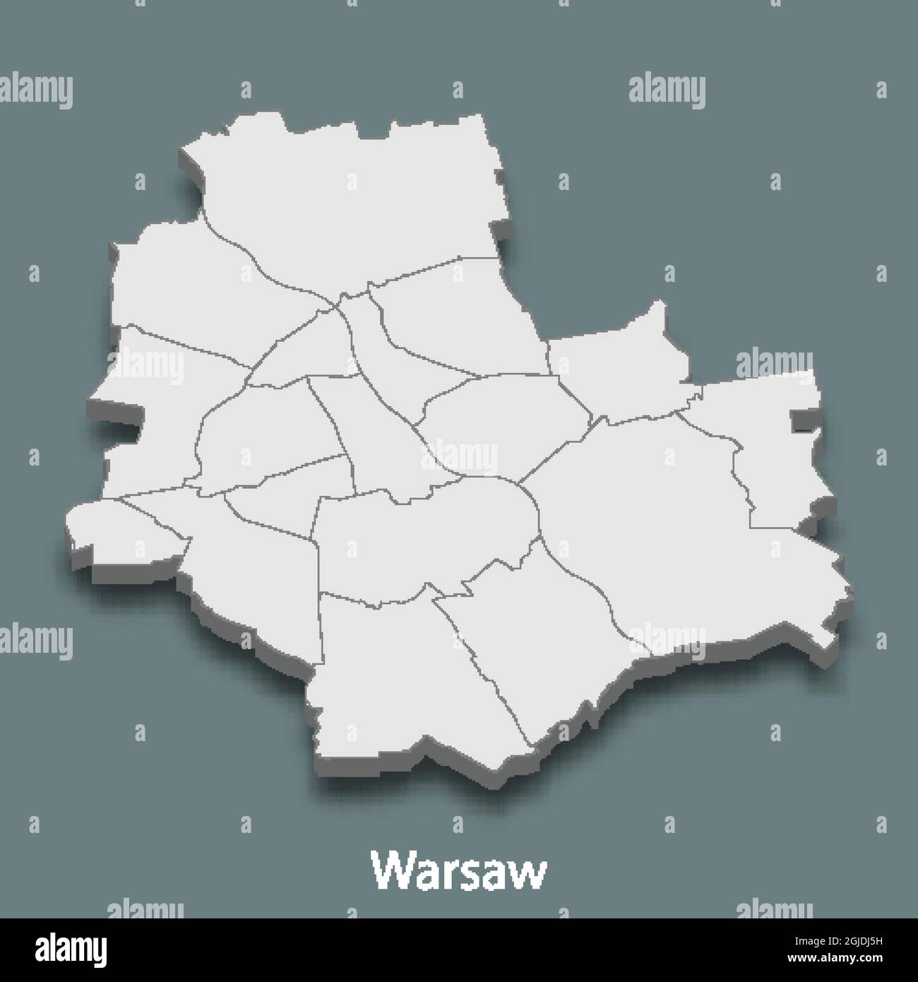 3d isometric map of Warsaw is a city of Poland , vector illustration ...