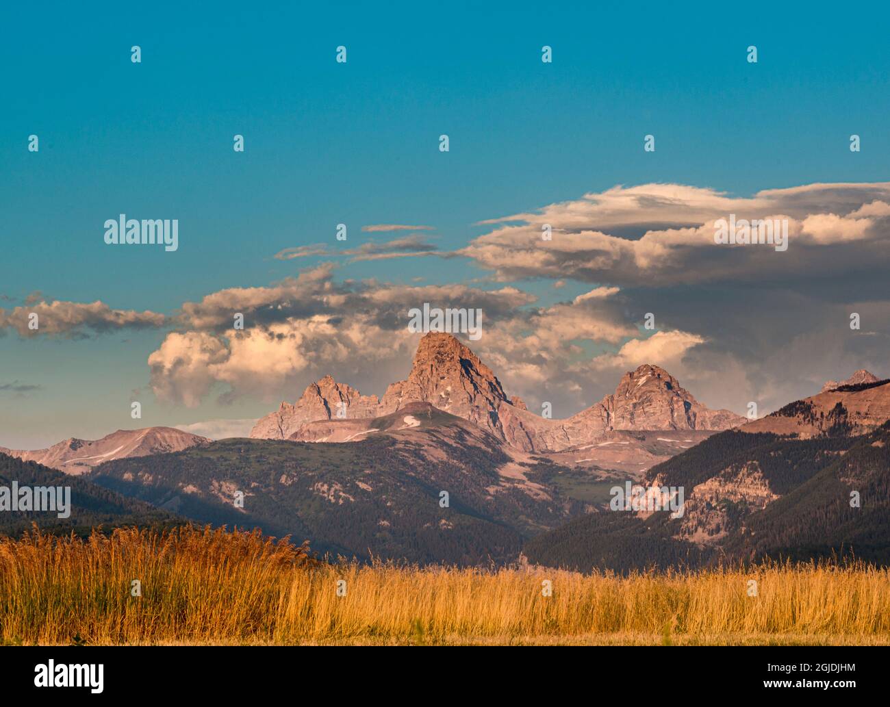 Landscape of Mt. Owen, Grand Teton and Middle Teton from Driggs, Idaho ...