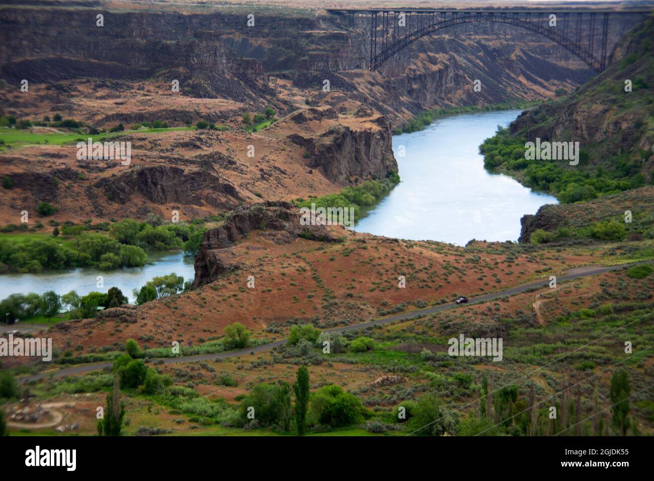 USA, Idaho, Twin Falls. Snake River Canyon Gorge and Perrine Bridge ...
