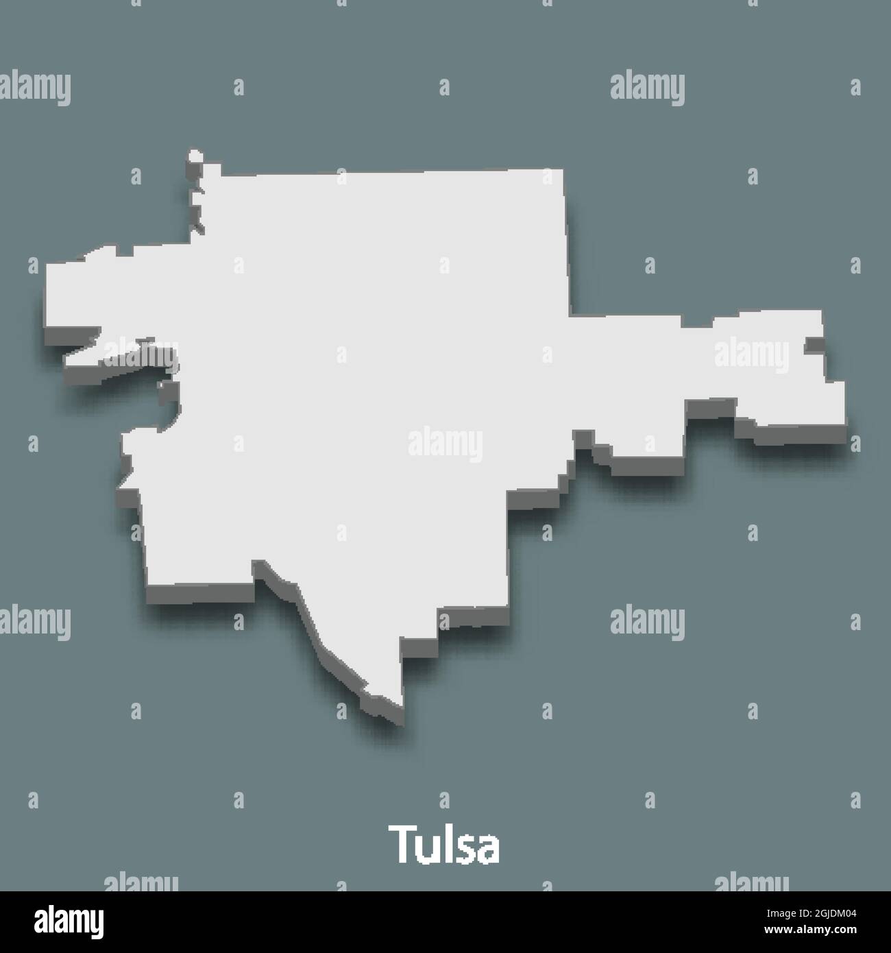 3d isometric map of Tulsa is a city of United States, vector ...