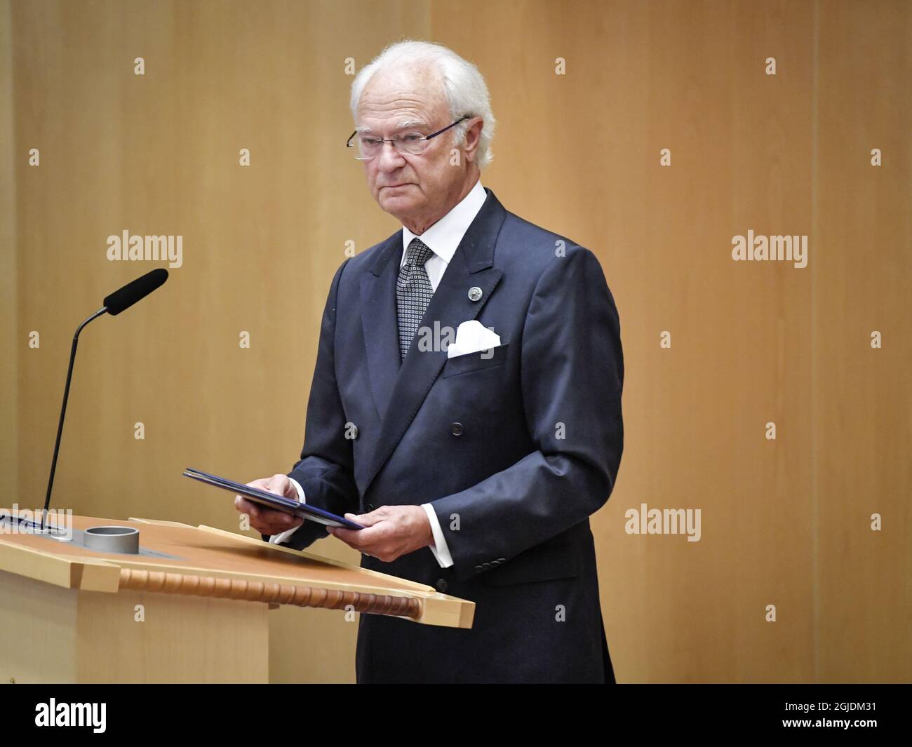 King Carl Gustaf speaks during the Opening of the Parliamentary Session ...