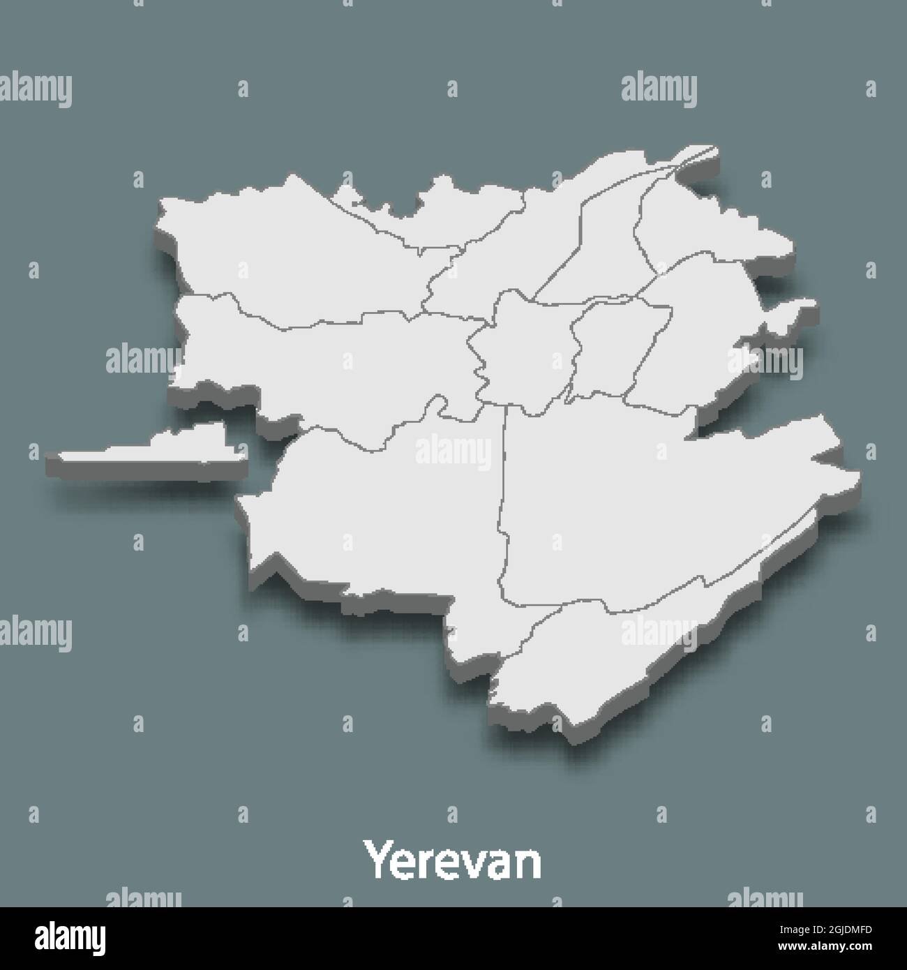 3d isometric map of Yerevan is a city of Armenia , vector illustration ...