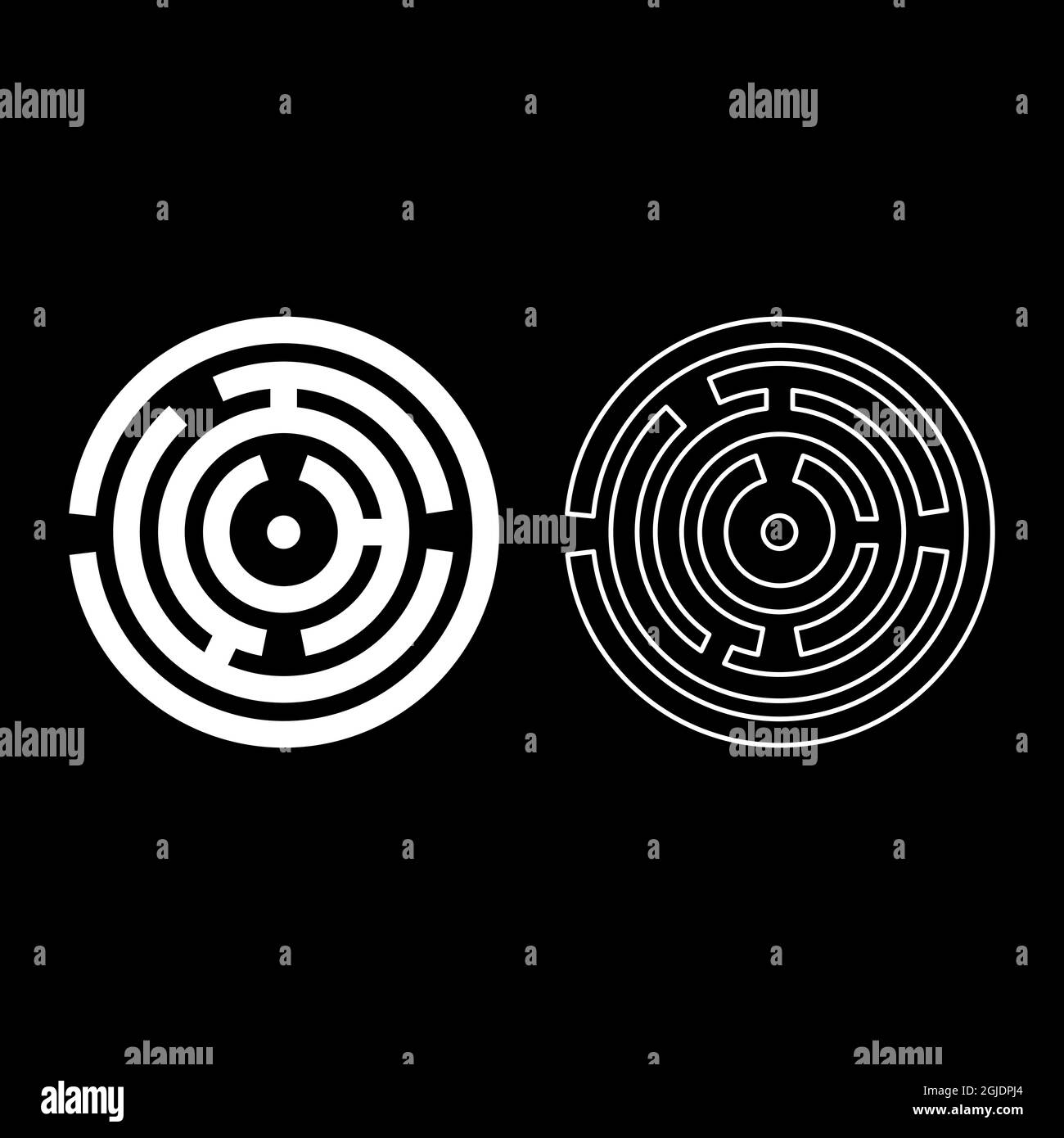 Round labyrinth Circle maze icon white color vector illustration flat ...
