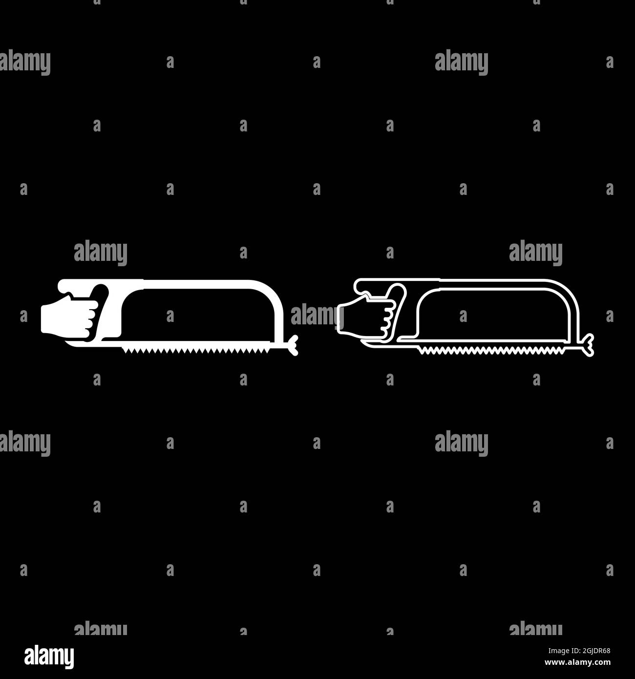 Hacksaw for metal in hand Saw tool Cutting icon white color vector ...