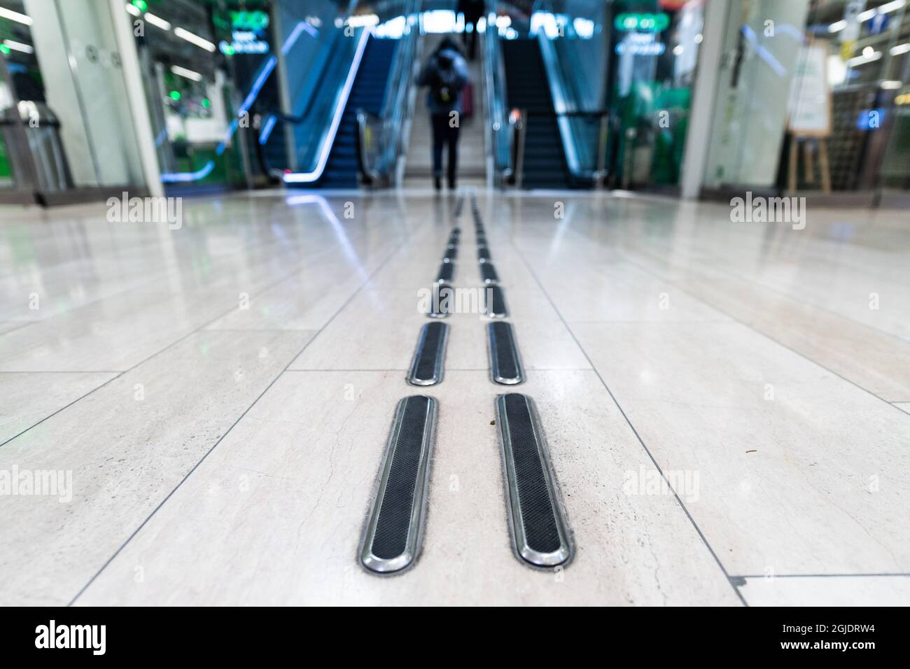 Tactile guideways for the visually impaired, blind people. Photo: Amir ...