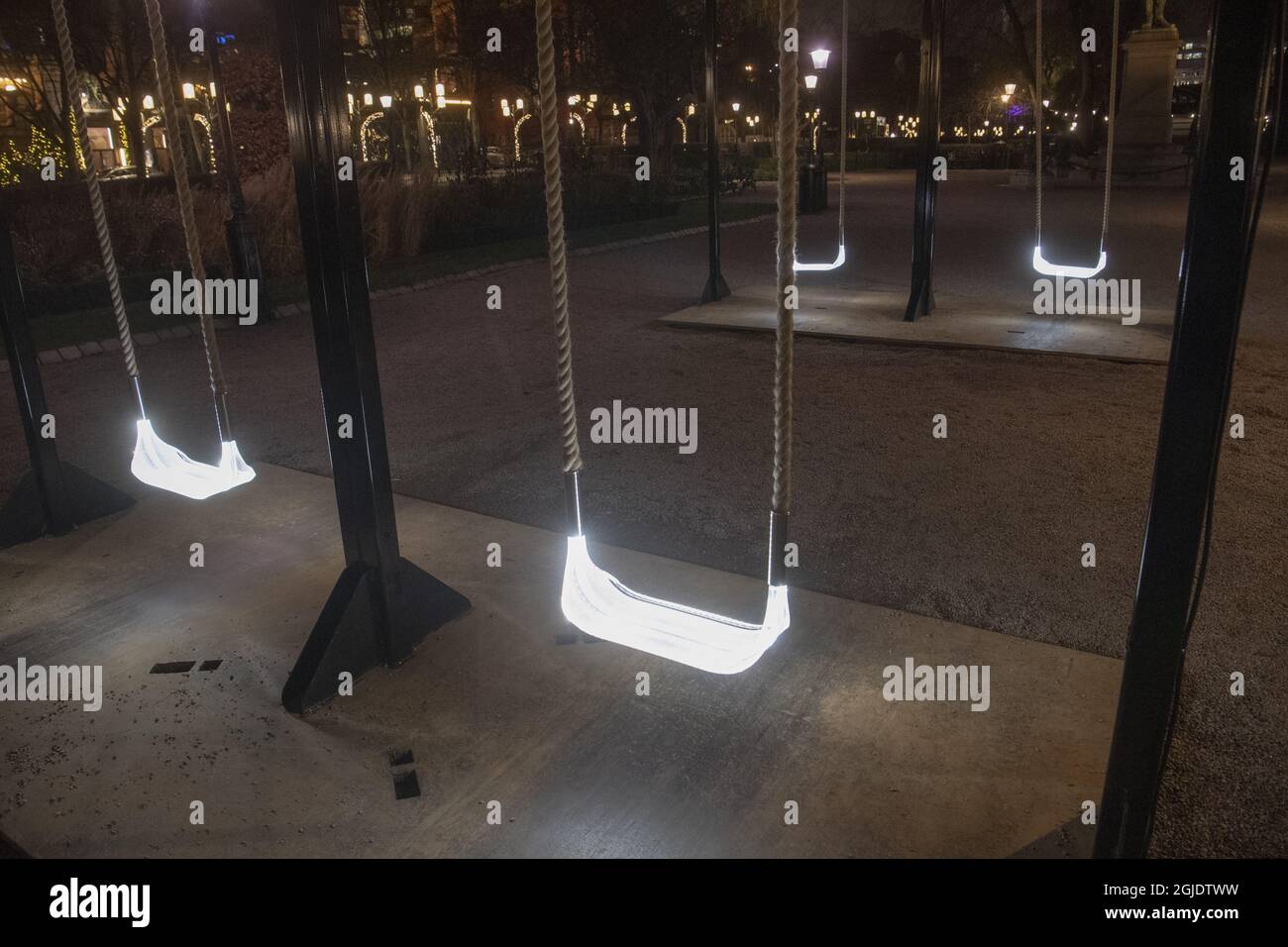 "Sense light swing", a light installation in the form of swings with ...